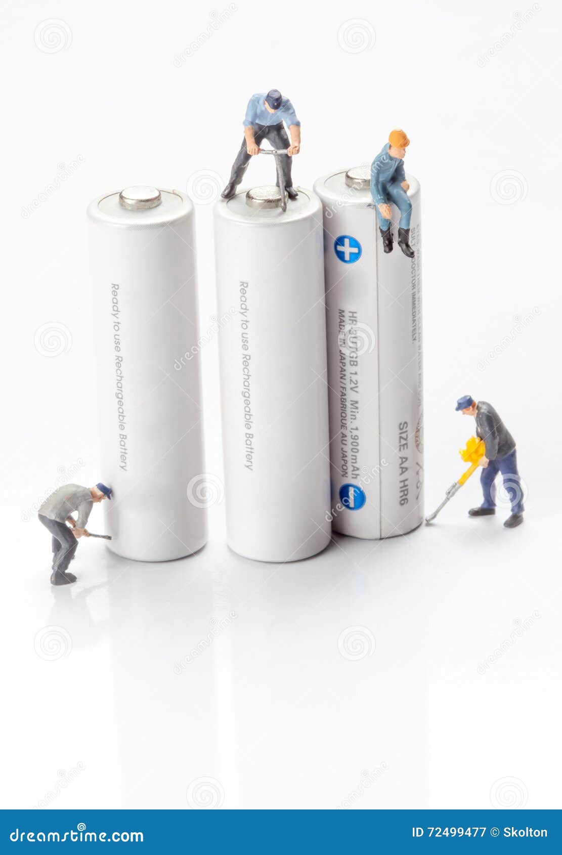 Miniature People - Workers Moving and Recycle Batteries Stock Image ...