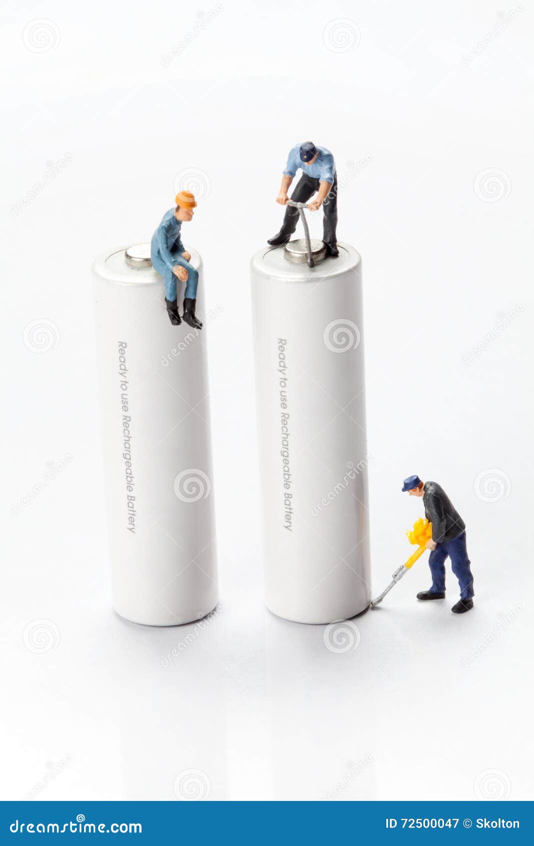 Miniature People - Workers Moving and Recycle Batteries Stock Image ...