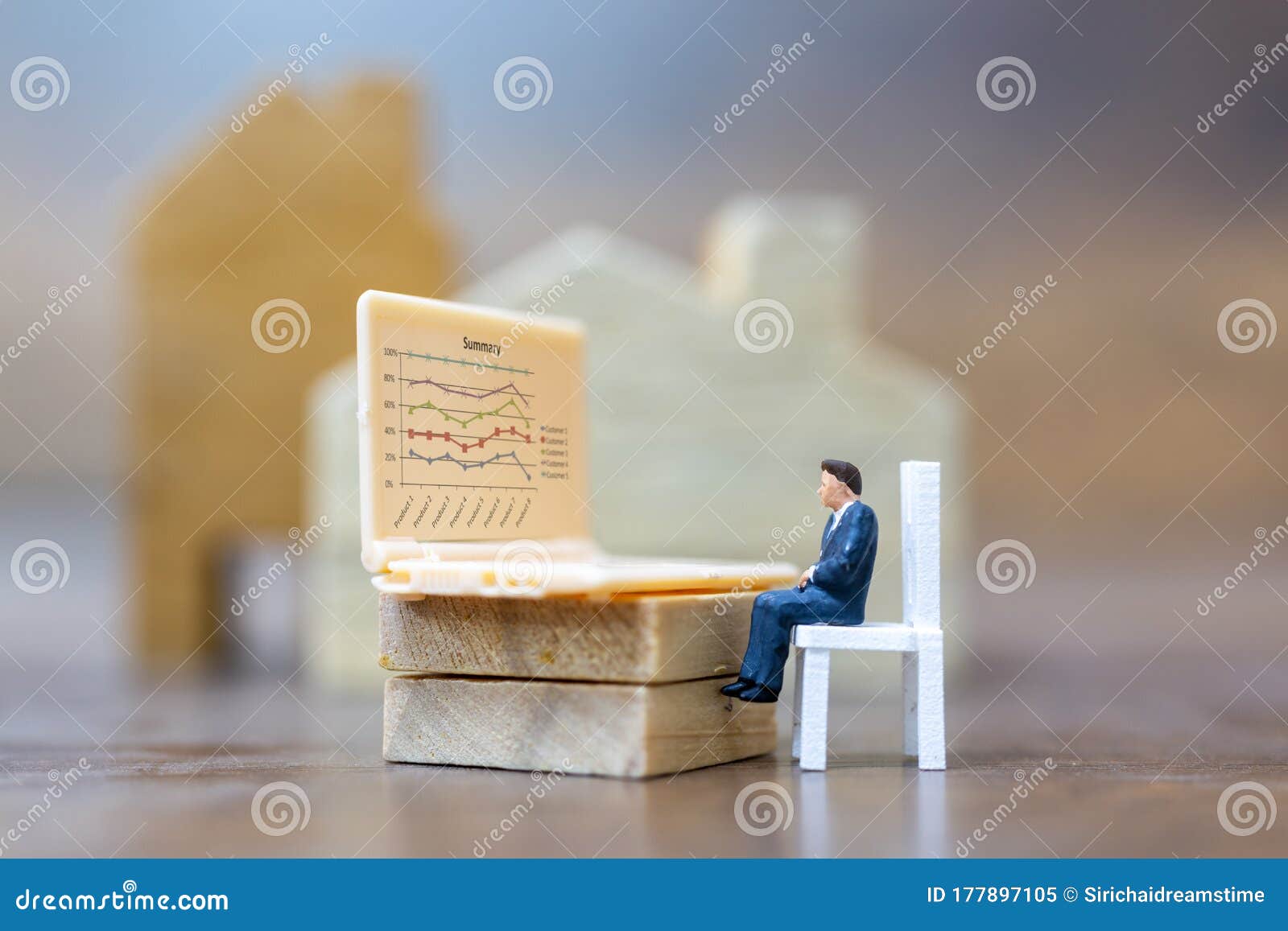 Miniature People Working with Computer Labtop Stock Image - Image of ...