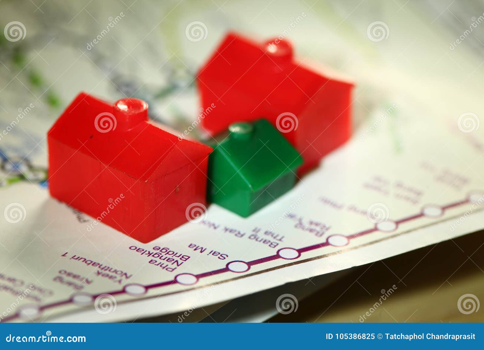 Miniature Plastic House Model and Map. Stock Image - Image of model ...