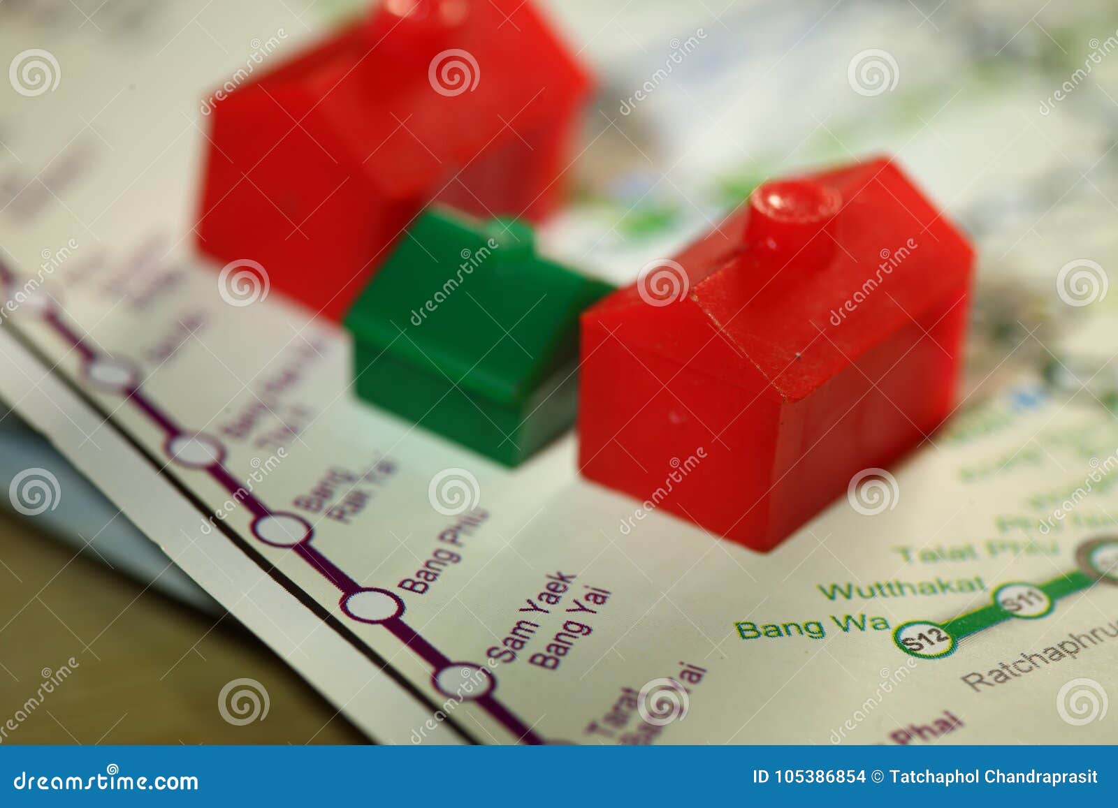 Miniature Plastic House Model and Map. Stock Photo - Image of model ...