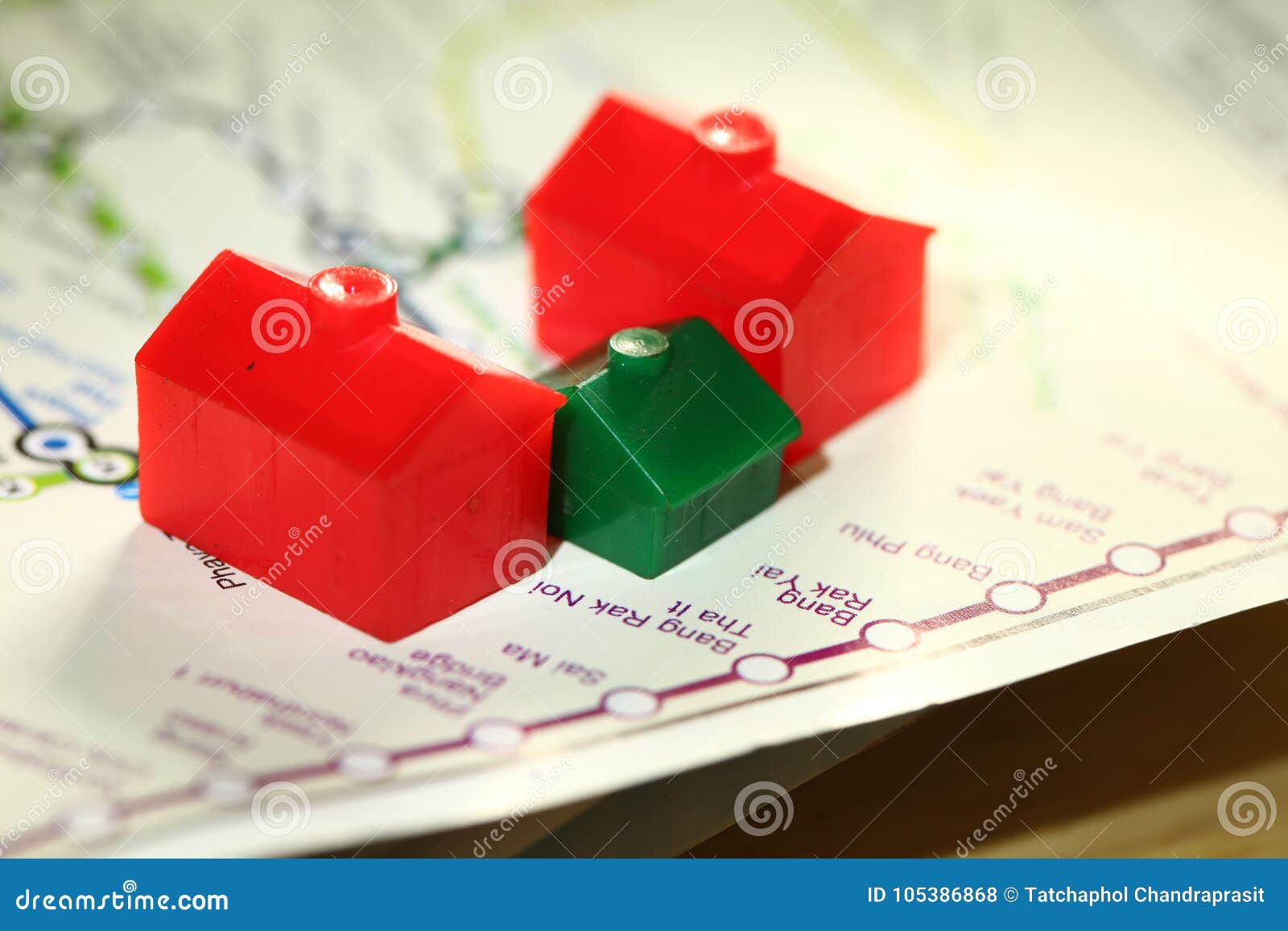 Miniature Plastic House Model and Map. Stock Photo - Image of metro ...