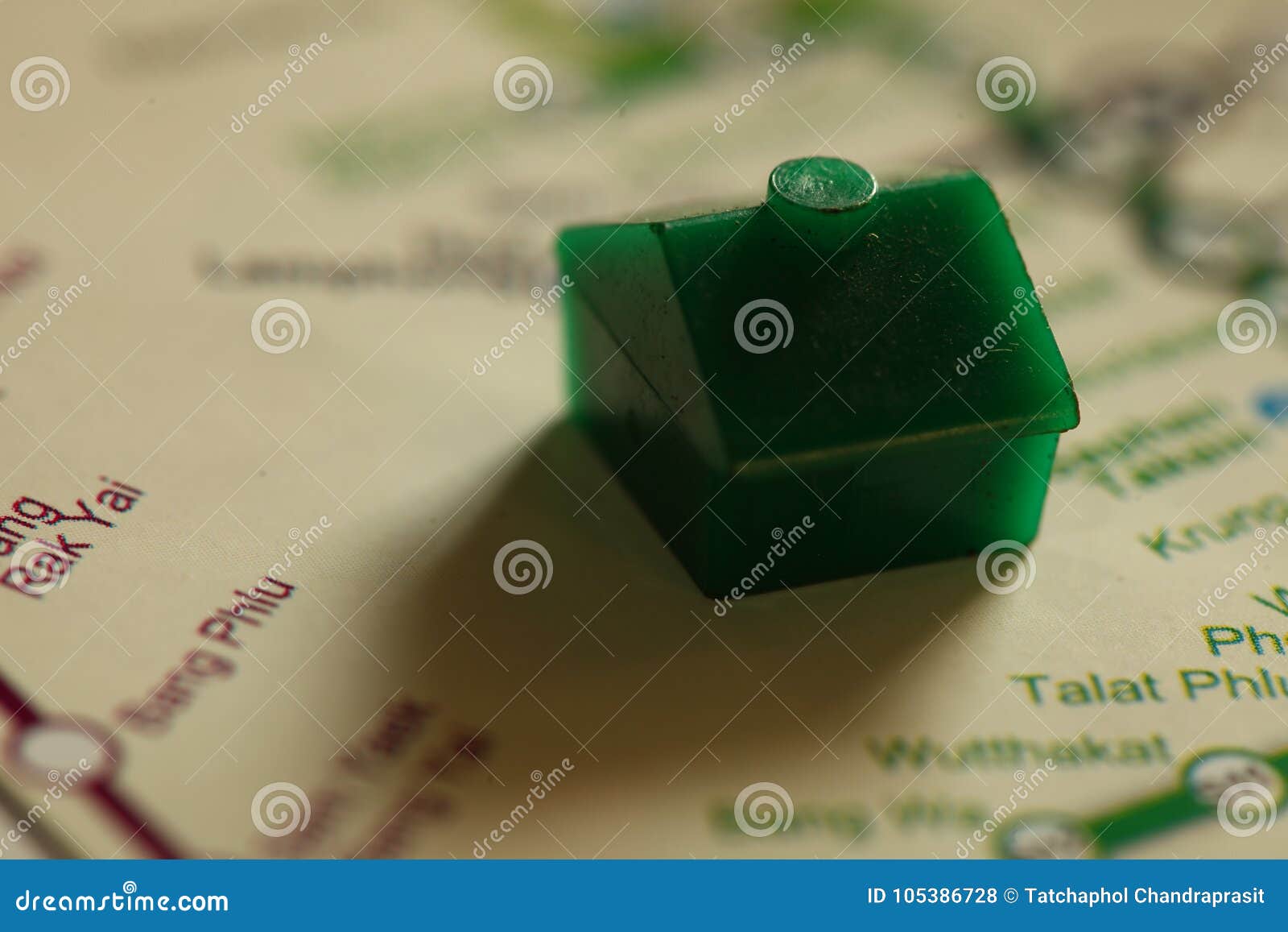 Miniature Plastic House Model and Map. Stock Photo - Image of home ...