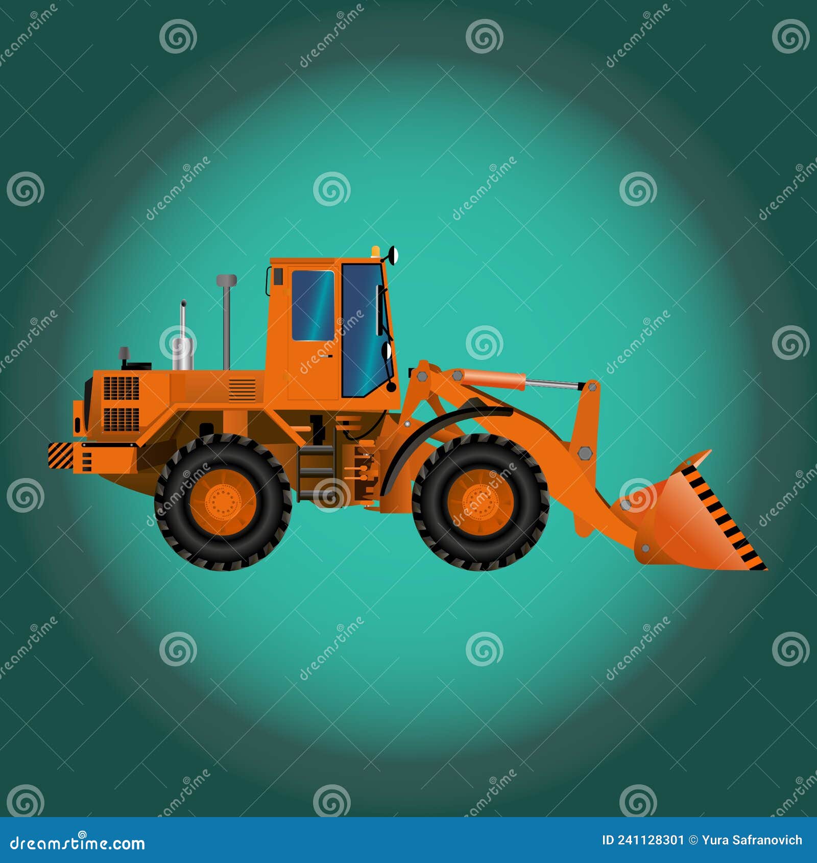 Miniature and Realistic Flat Icon of a Large Loader with a Bucket ...