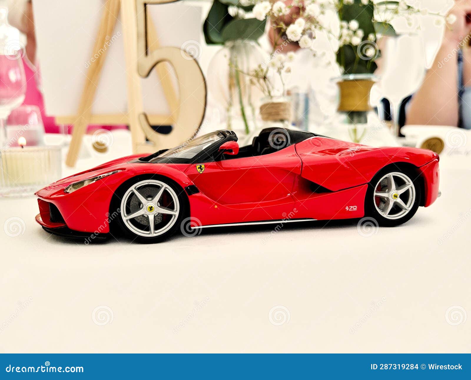 Miniature Red Toy Ferrari Car on a Tabletop Editorial Stock Image ...
