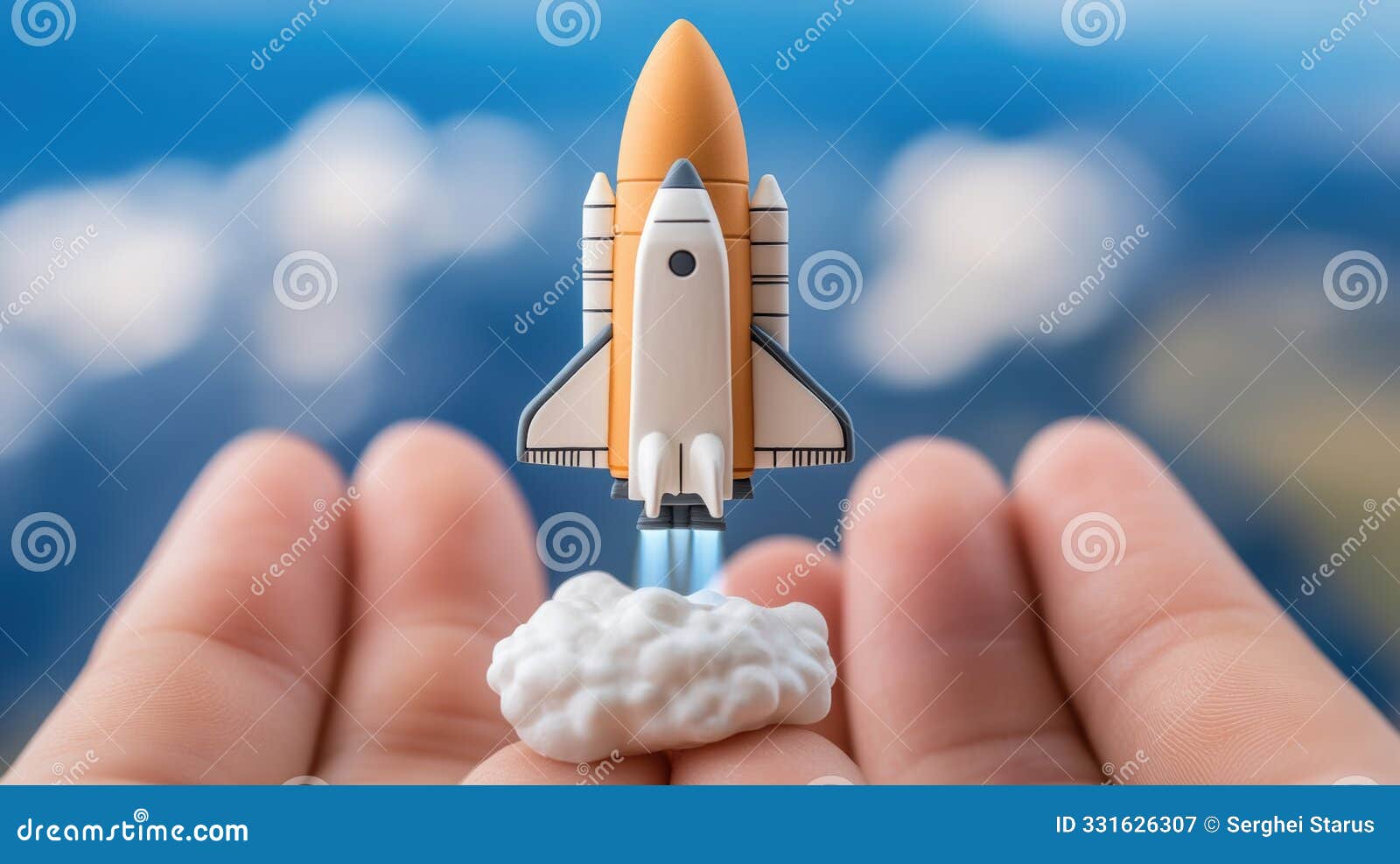 A Miniature Rocket Ship is Being Launched into the Air, AI Stock ...