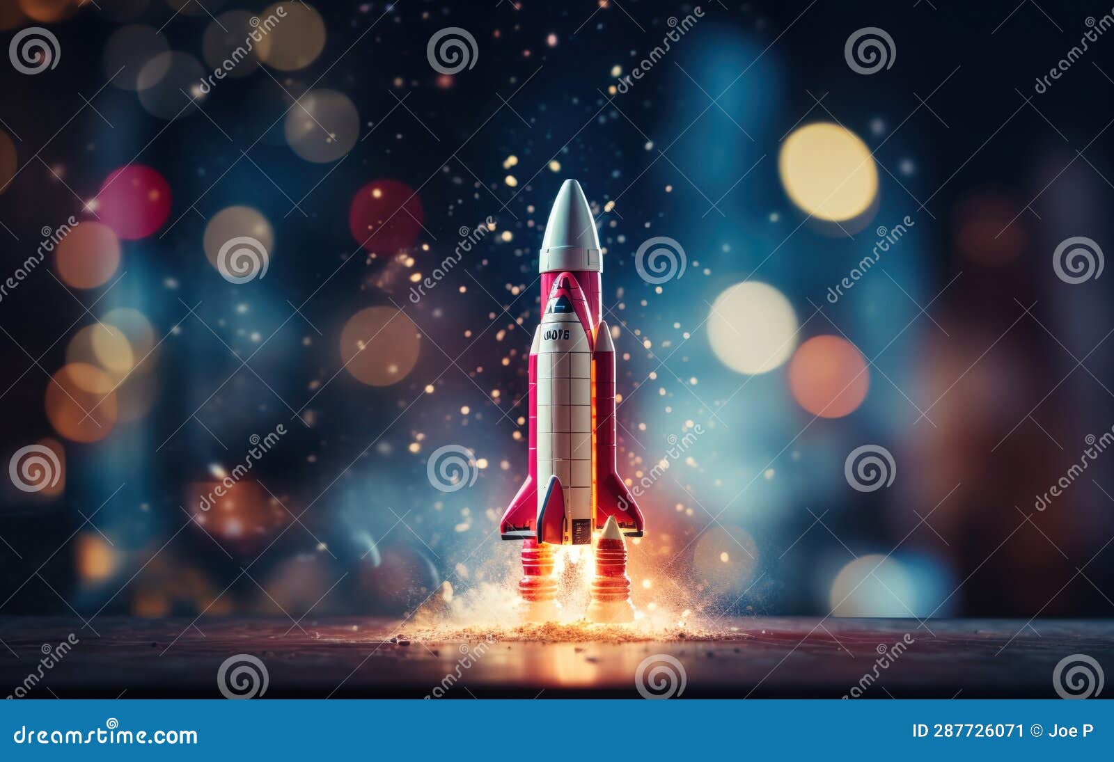 Miniature Rocket Toy with Magical Special Effects Lifting Off Stock ...