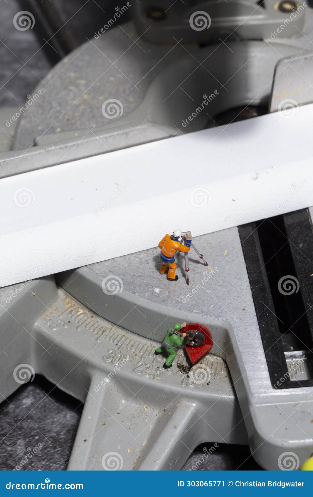 Miniature Scale Model Construction Workers on an Electric Circular Saw ...