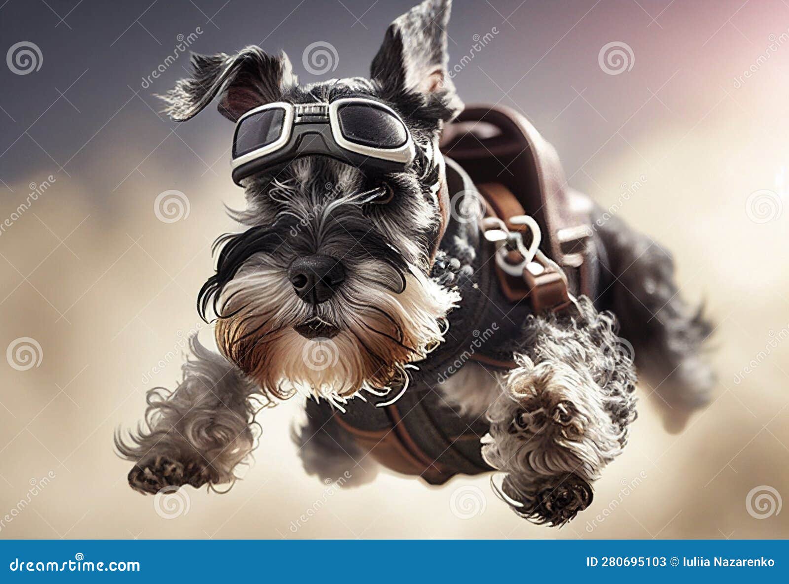 Miniature Schnauzer Jumping with a Parachute. AI Generated Stock ...