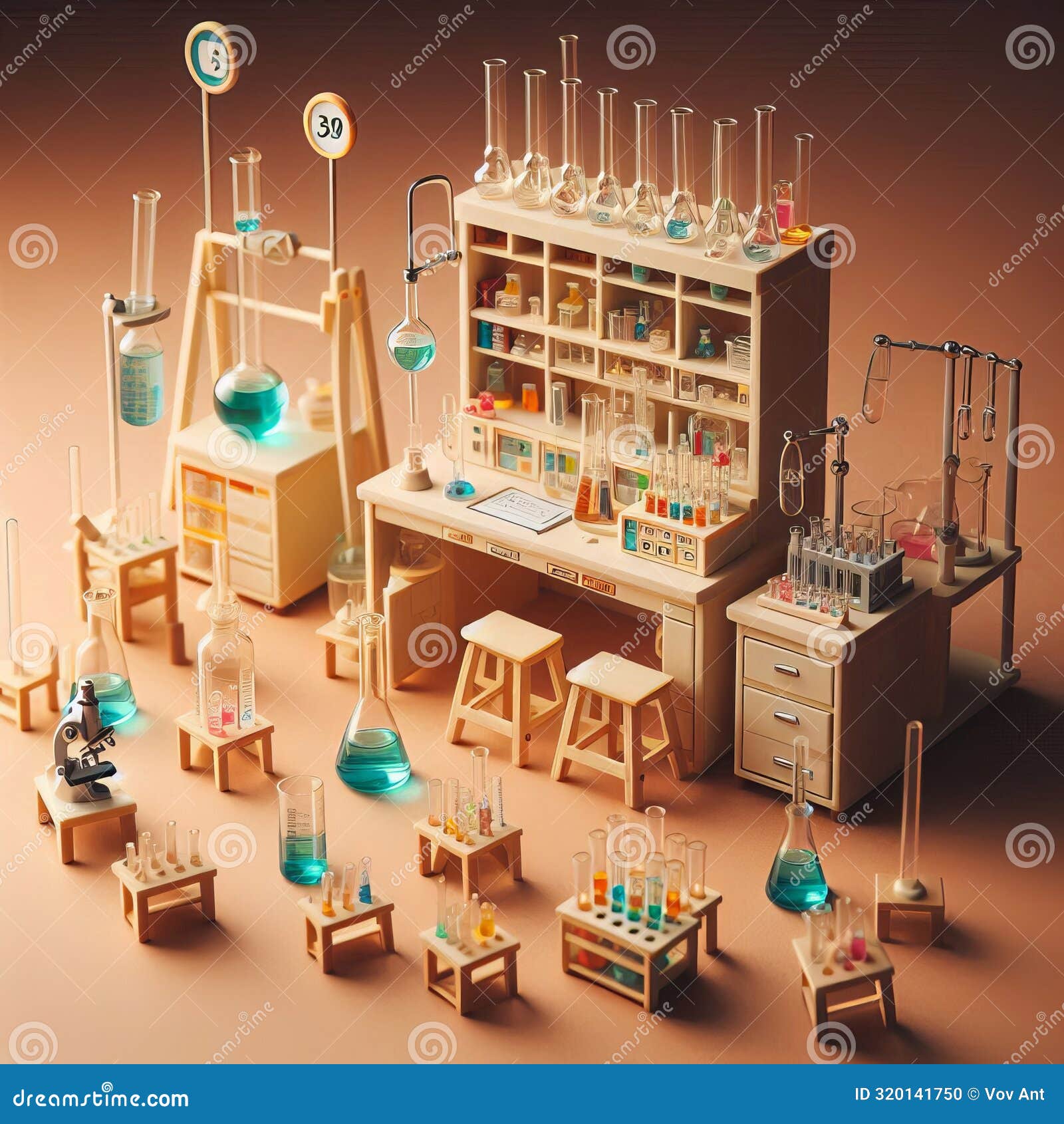 A Miniature Science Laboratory with Tiny Test Tubes a Stock Photo ...
