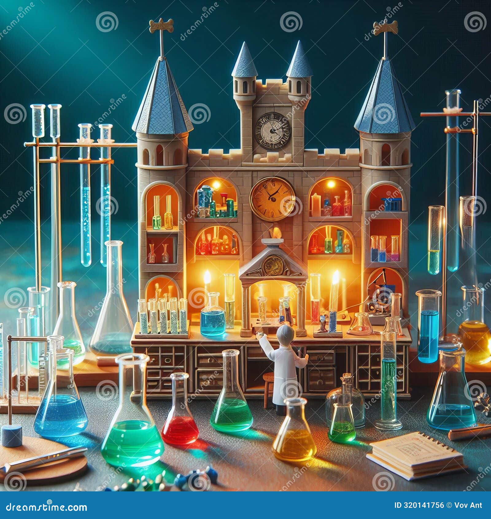 A Miniature Science Laboratory with Tiny Test Tubes a Stock Photo ...