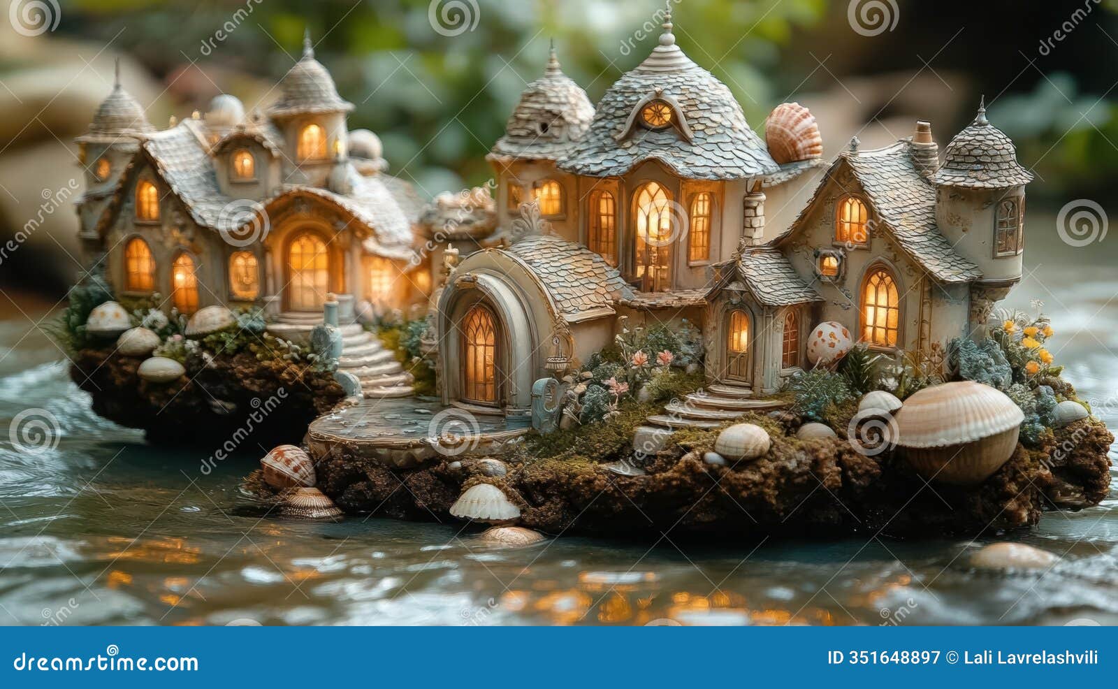 Miniature Shell City. Surreal Mystical Fantasy Artwork Stock ...