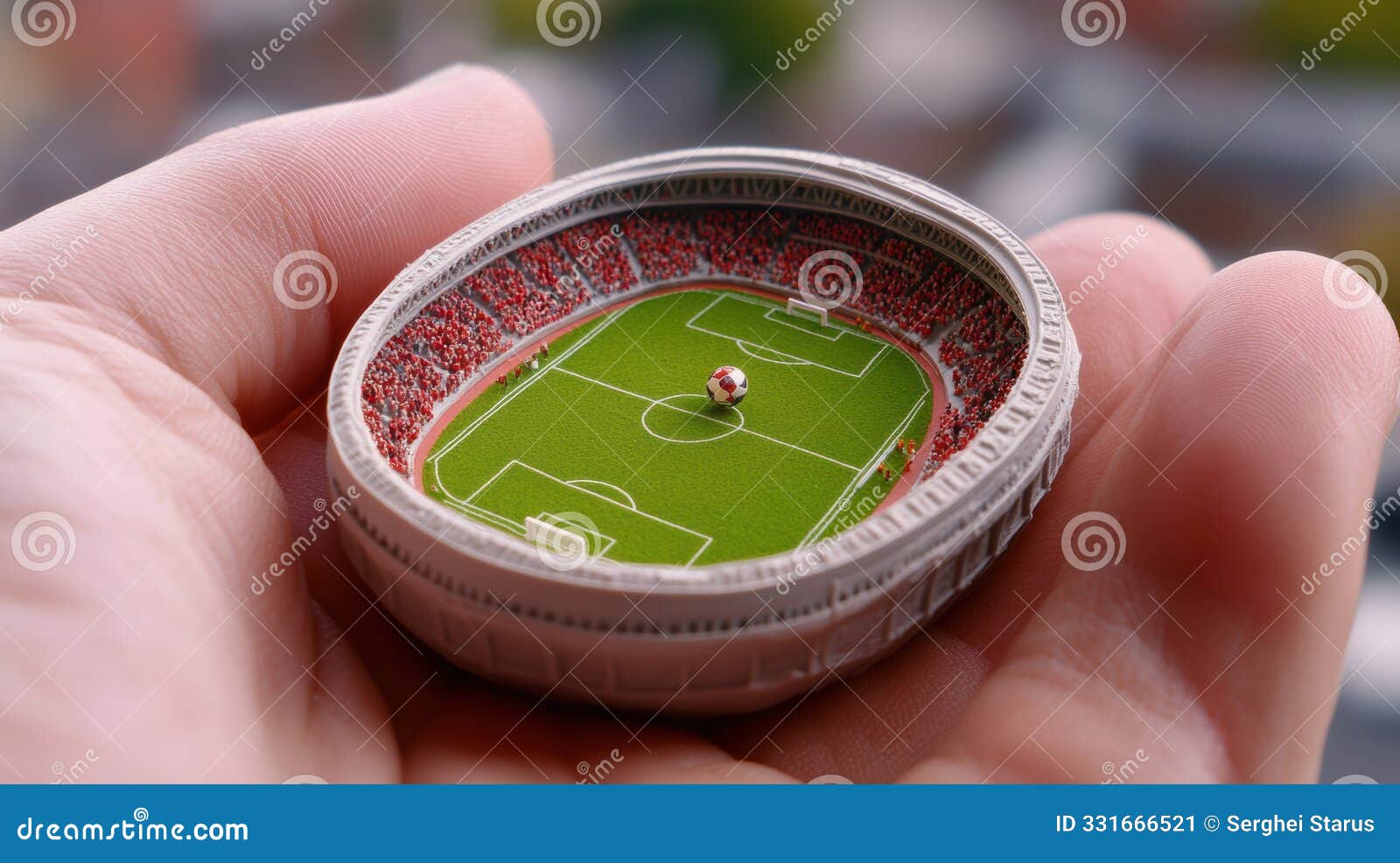 A Miniature Soccer Stadium with a Ball in the Middle, AI Stock Image ...