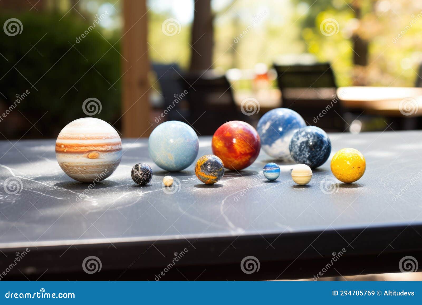 A Miniature of Solar System on a Table Stock Image - Image of table ...