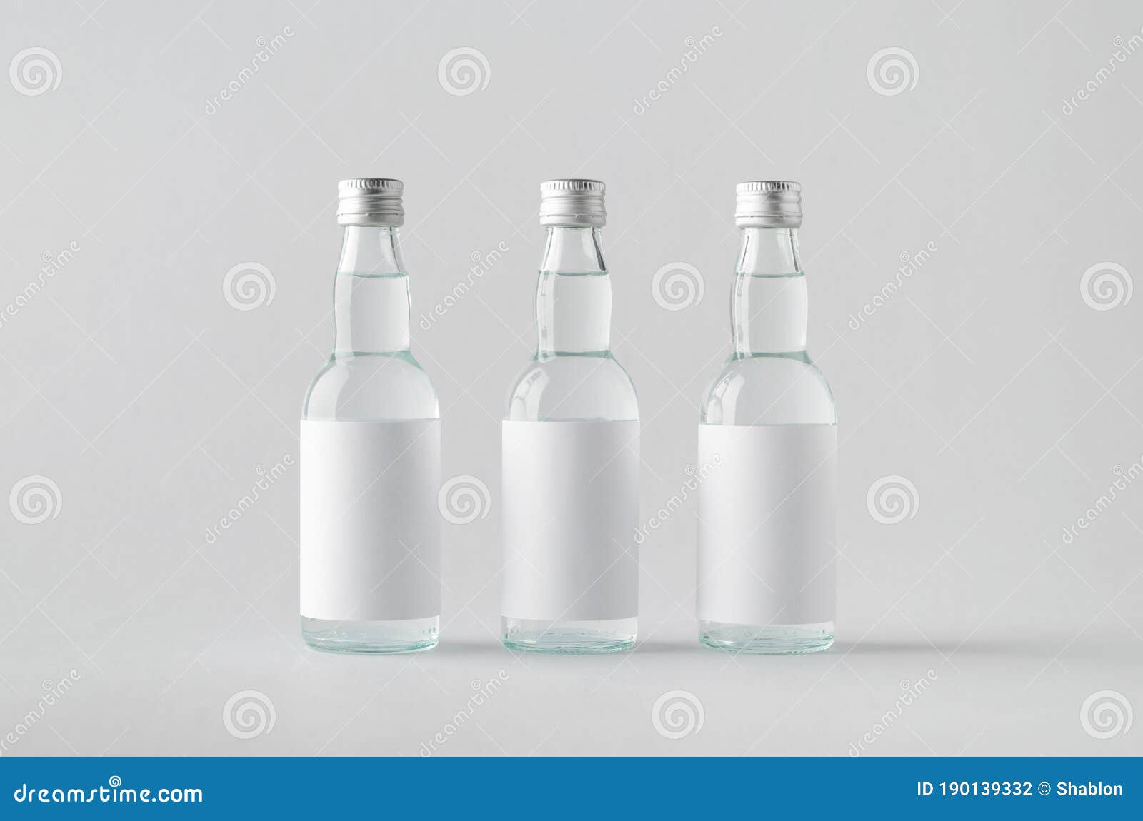 Miniature Spirits / Liquor Bottle Mock-Up - Three Bottles. Blank Label ...