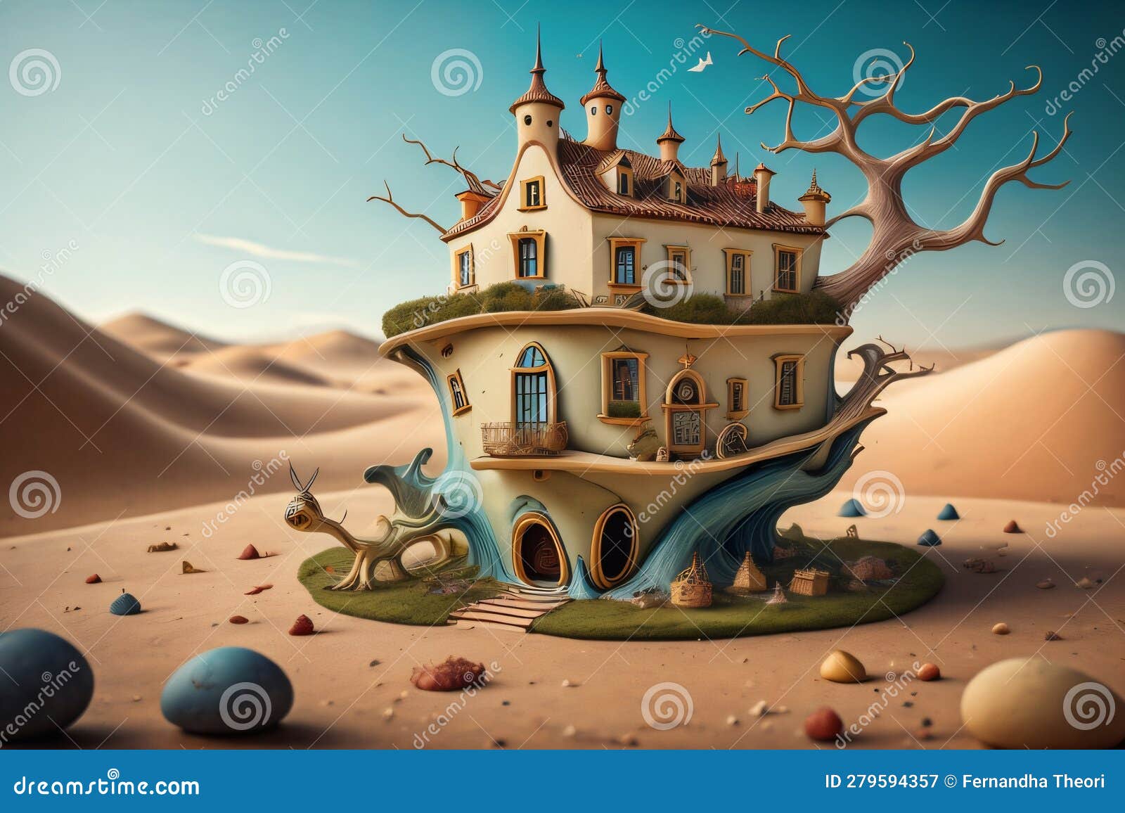 Miniature Surrealism House Art in the Middle of the Desert Stock ...