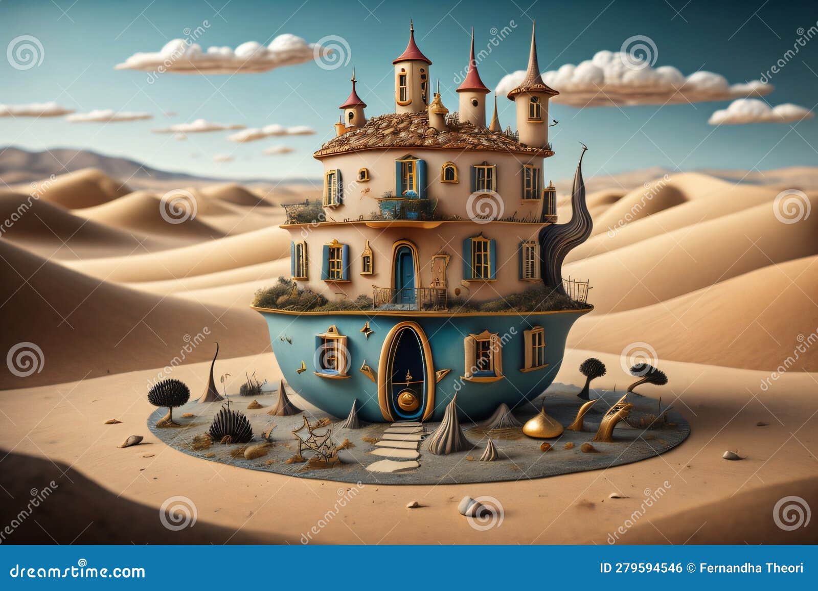 Miniature Surrealism House Art in the Middle of the Desert Stock ...