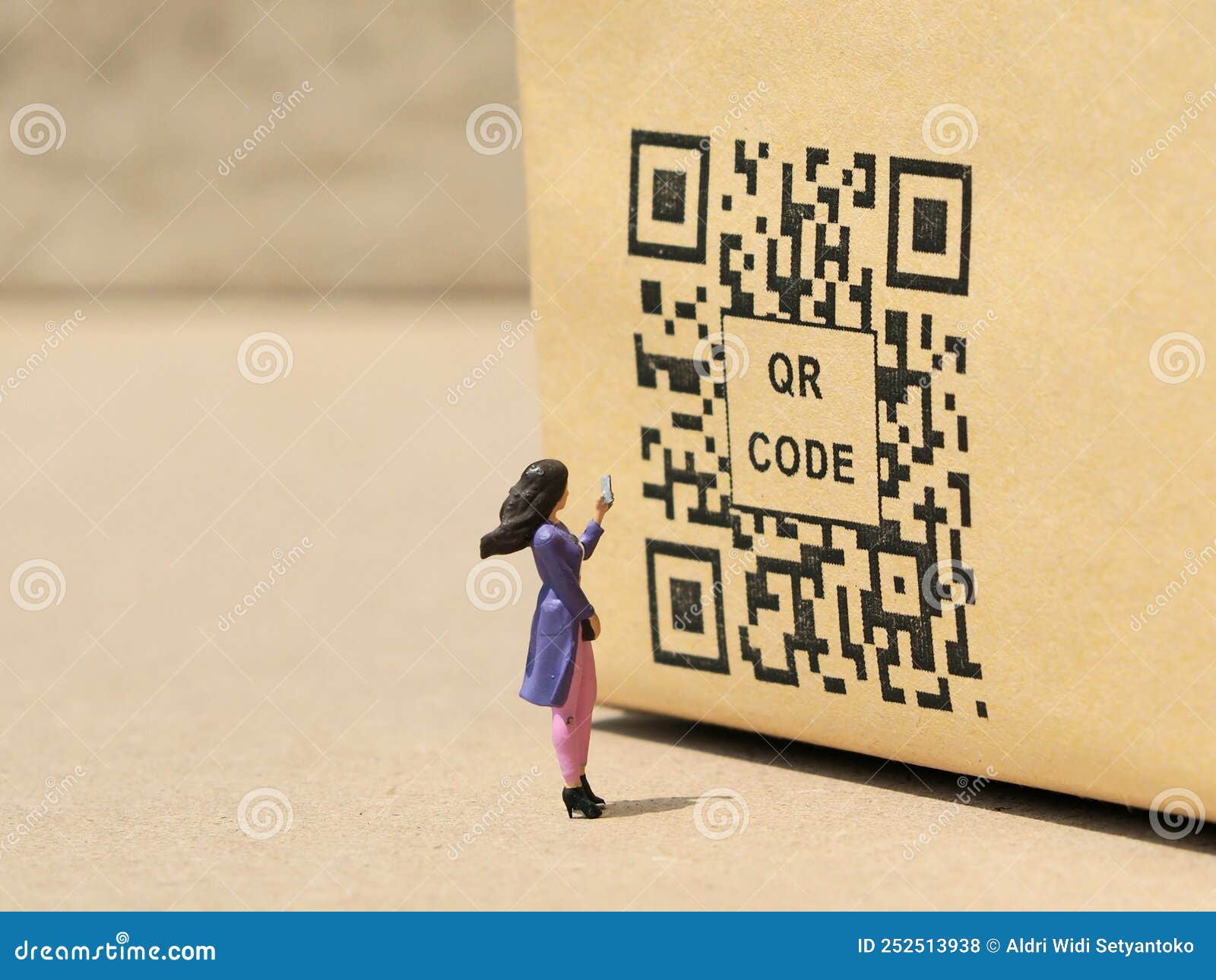 Miniature Toy Doing Scanning Barcode. QR Code Concept Design Stock ...