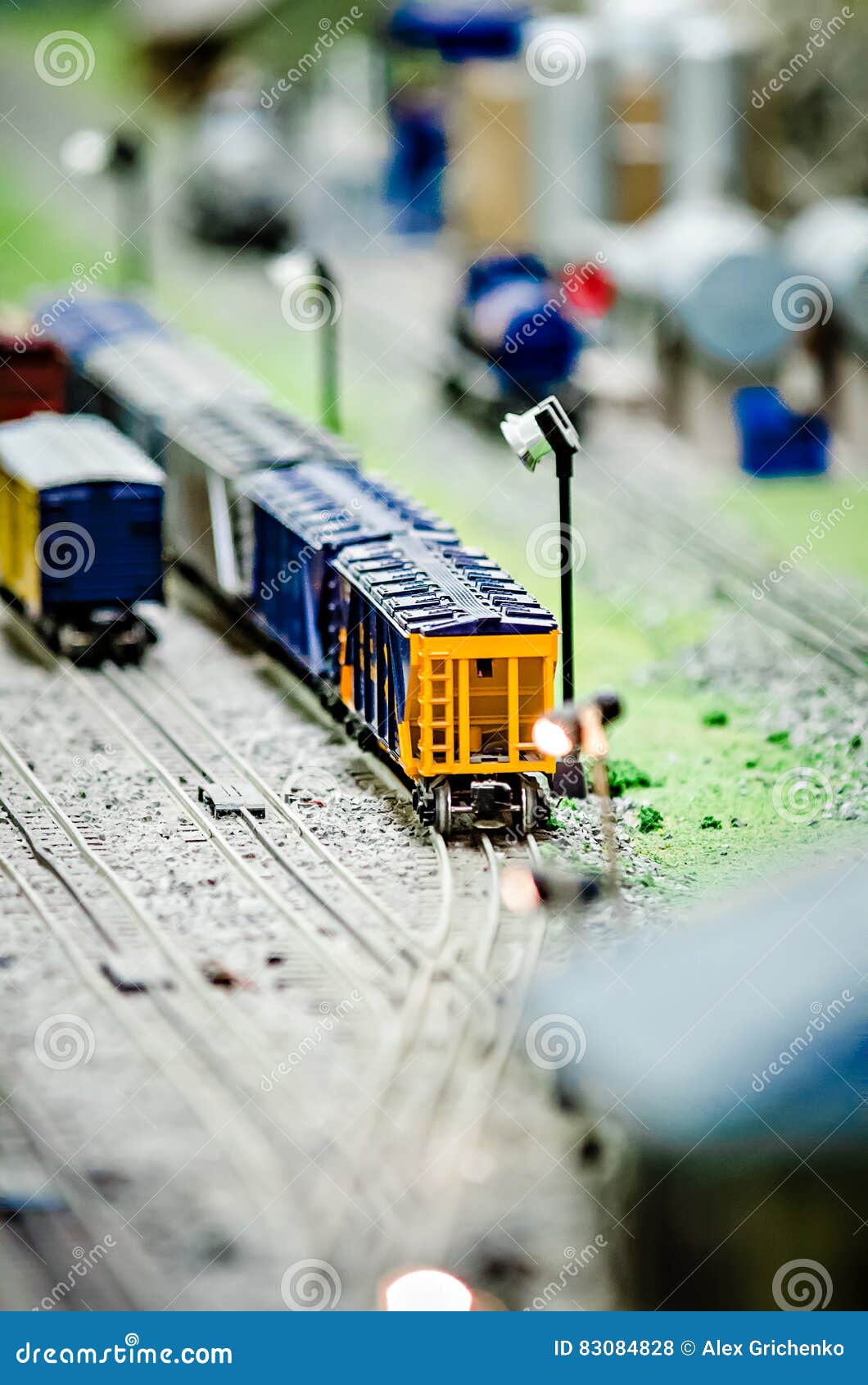 Miniature Toy Model Train Locomotives on Display Stock Photo - Image of ...