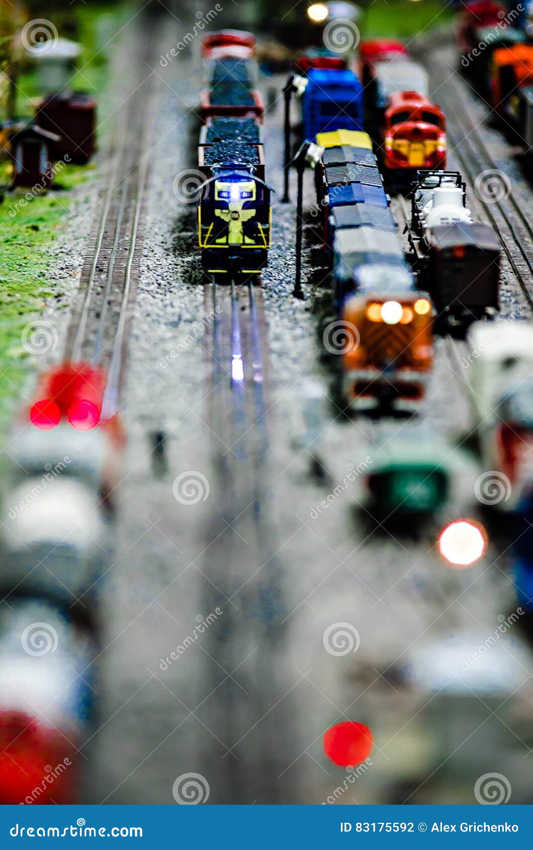 Miniature Toy Model Train Locomotives on Display Stock Photo - Image of ...