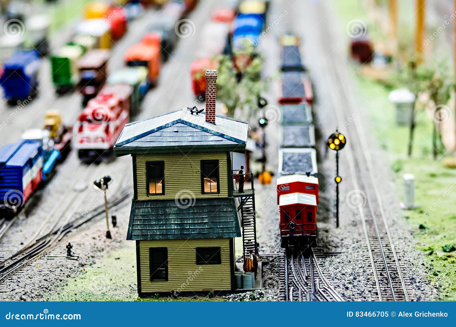 Miniature Toy Model Train Locomotives on Display Stock Image - Image of ...