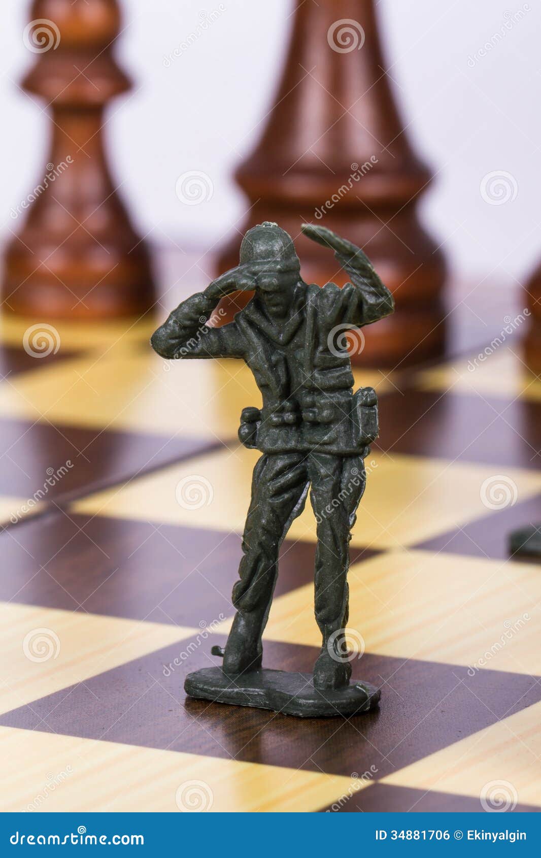 Miniature Toy Soldier on Chess Board Stock Photo - Image of aggression ...