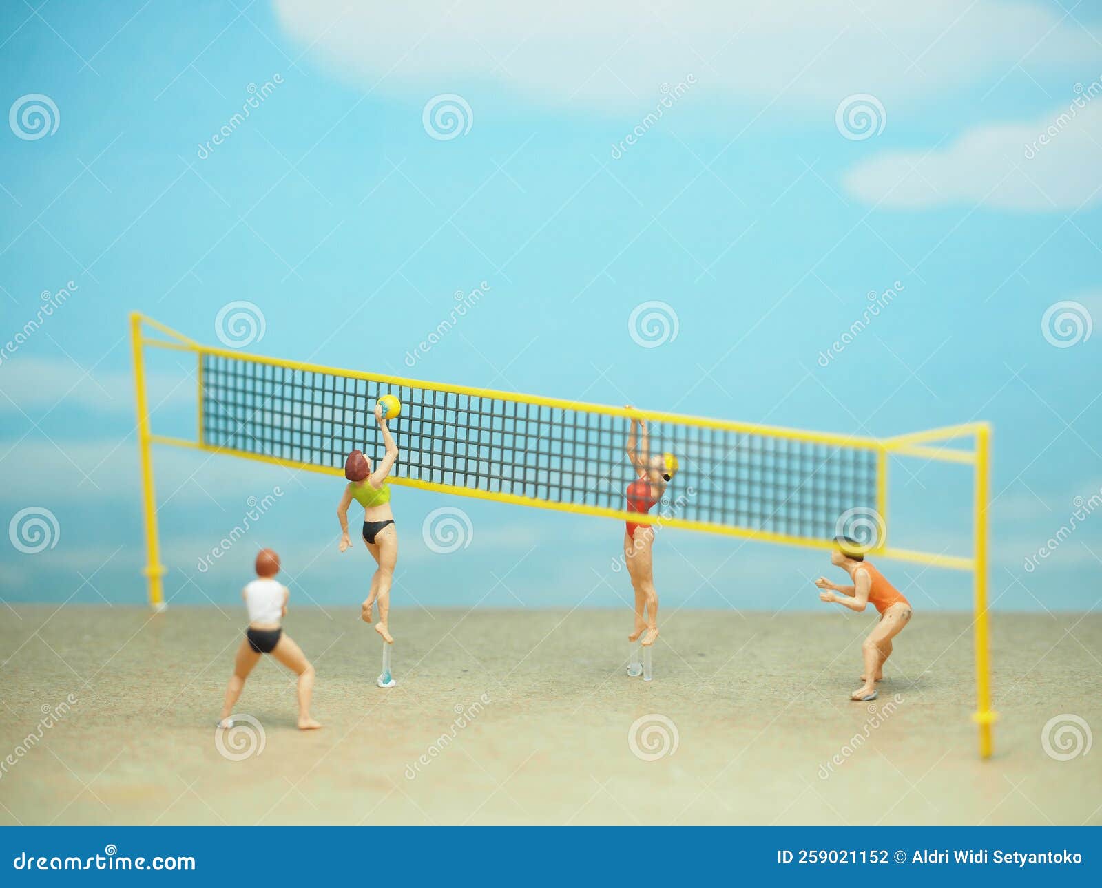 Miniature Toy at Table with White Background. Volley Ball Conceptual ...