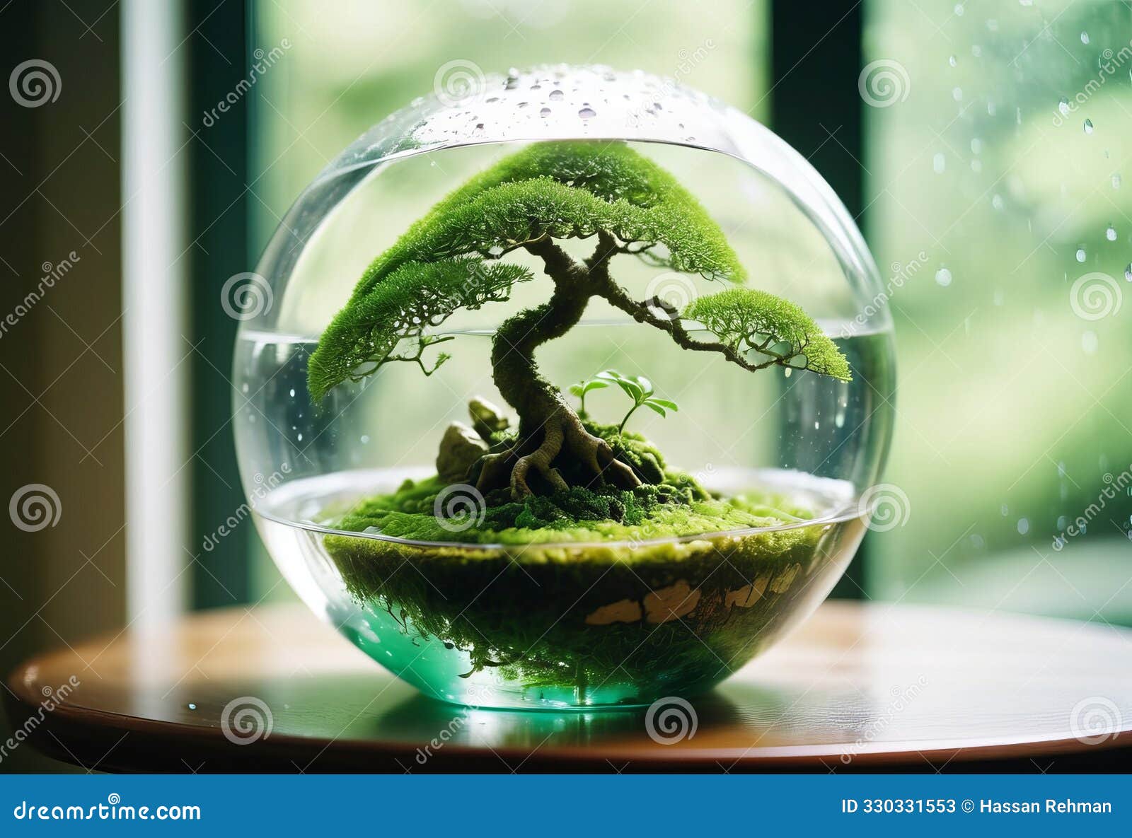 A Miniature Tree Growing Inside a Glass Sphere Stock Illustration ...