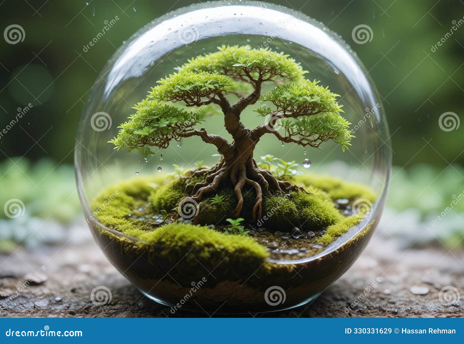 A Miniature Tree Growing Inside a Glass Sphere Stock Illustration ...