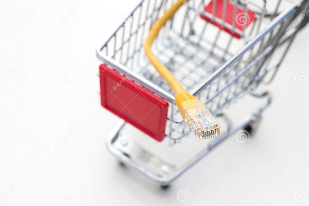 Miniature Trolley with LAN Cable. Stock Photo - Image of cart, business ...