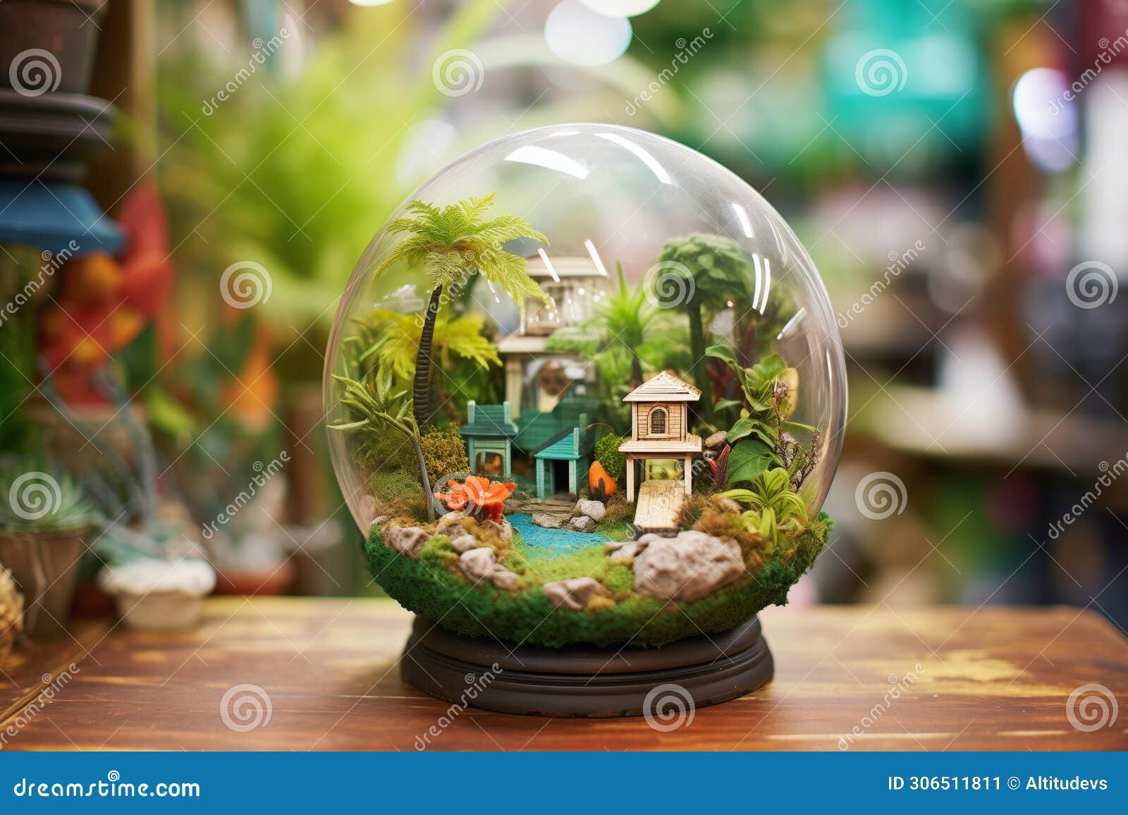 Miniature Tropical Rainforest Inside a Globe Terrarium Stock Image ...