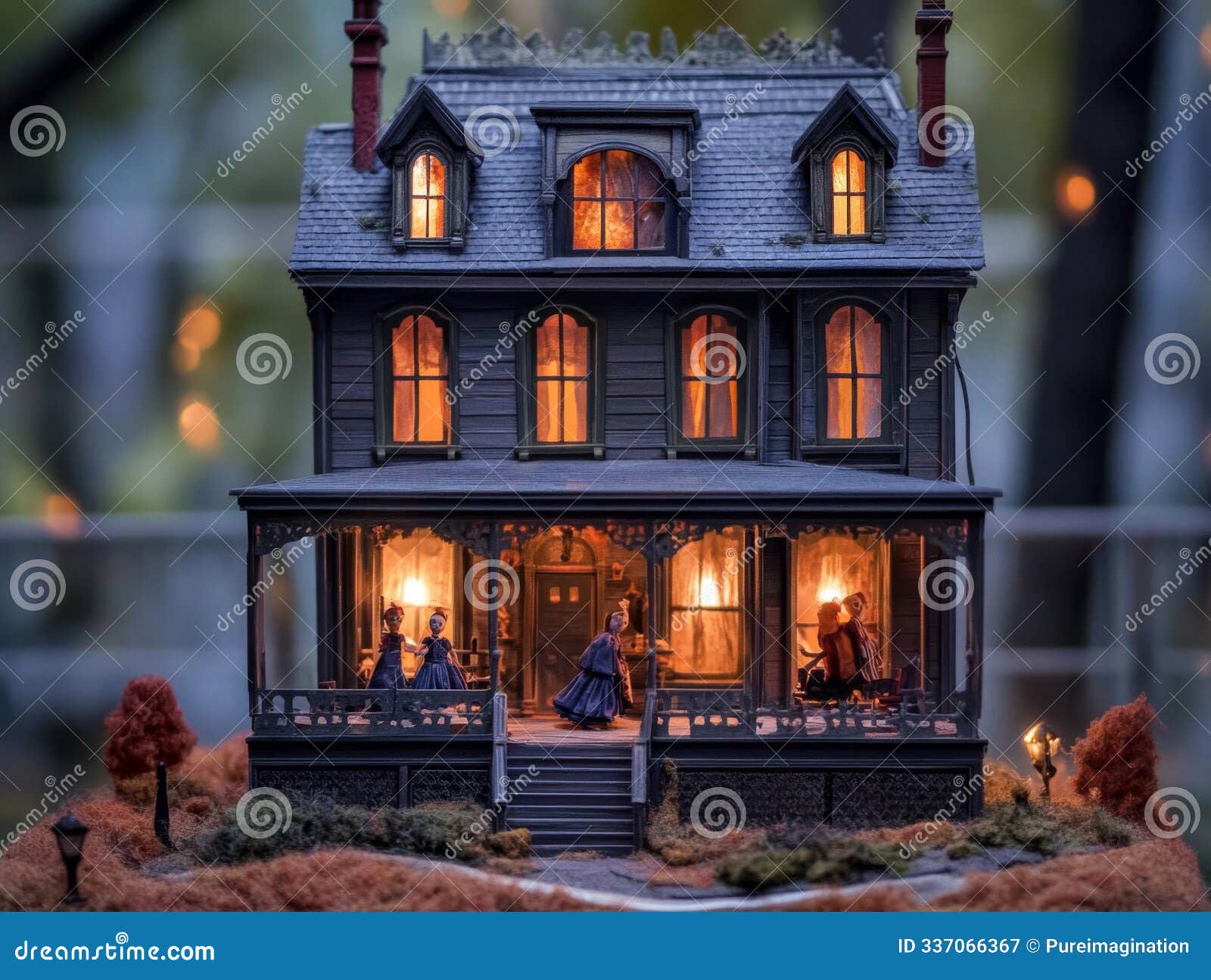 Miniature Victorian Dollhouse Isolated On White Background Stock ...