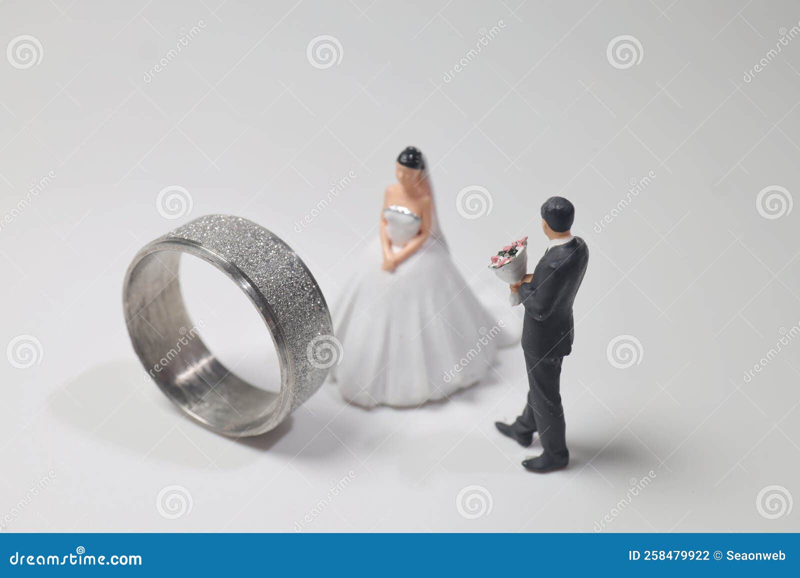 A Miniature Wedding Concept, Bride and Groom Greeting Stock Photo ...