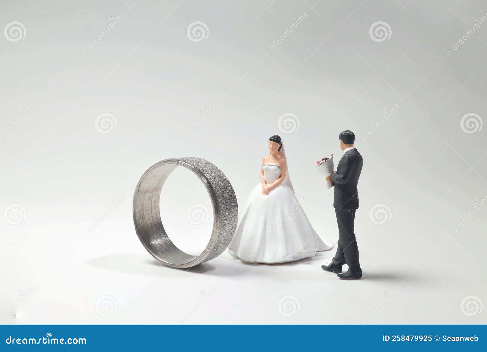 A Miniature Wedding Concept, Bride and Groom Greeting Stock Image ...