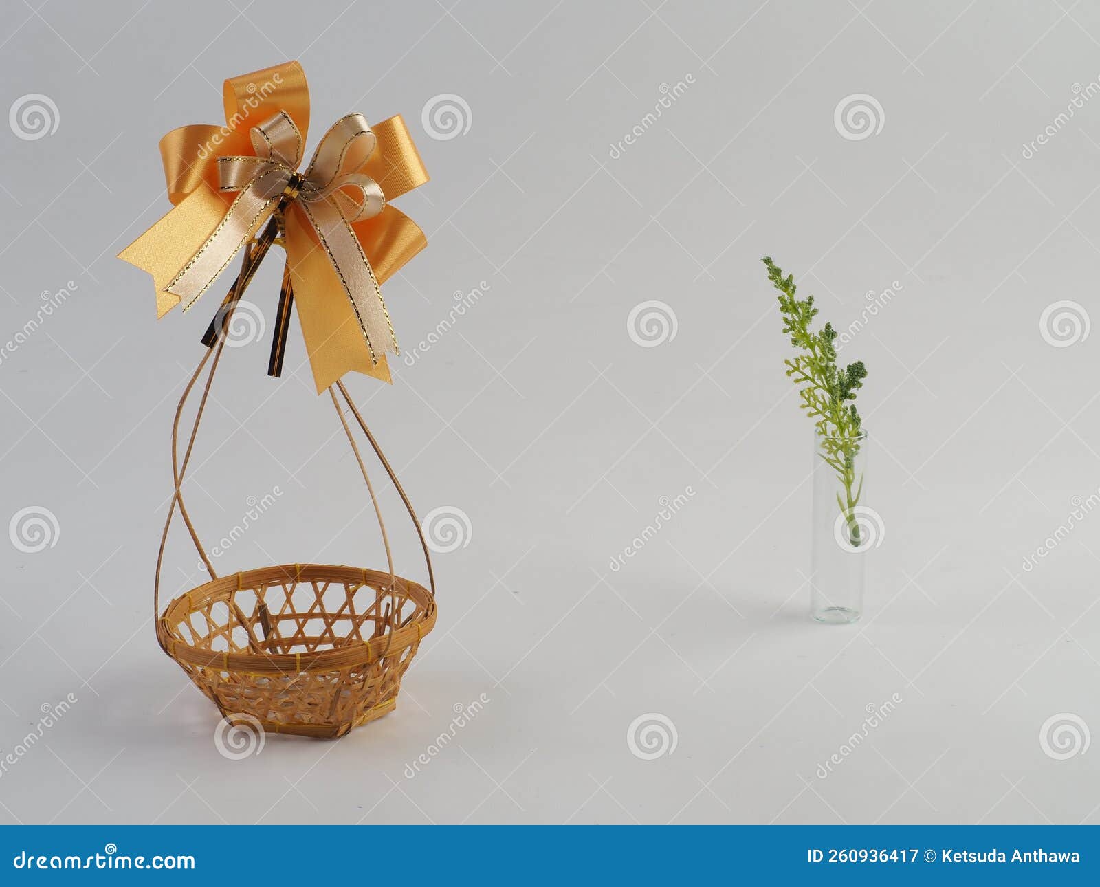 Miniature Wicker Basket with Ribbon. Stock Image - Image of miniature ...