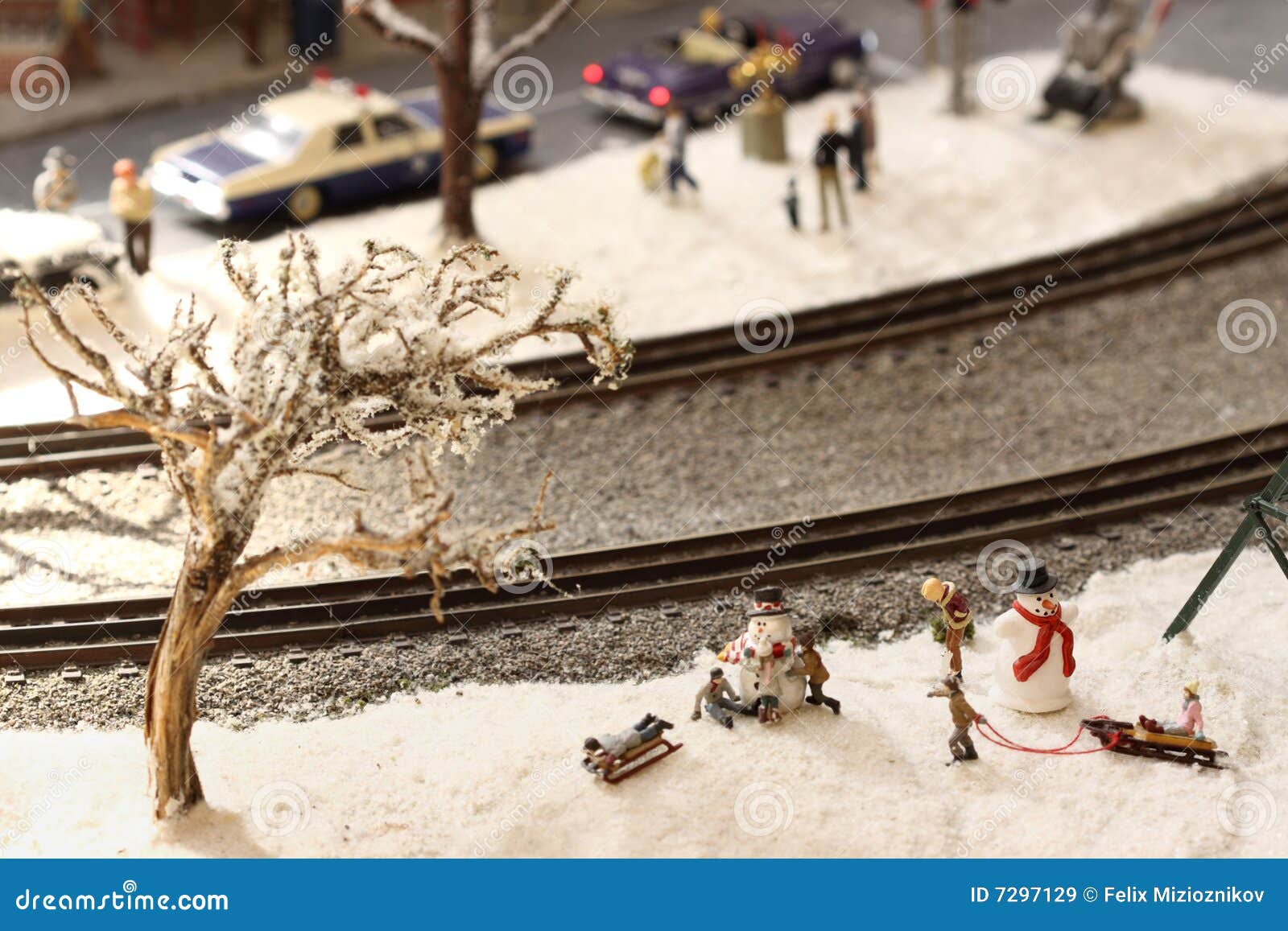 Miniature winter scene stock image. Image of playing, replication - 7297129