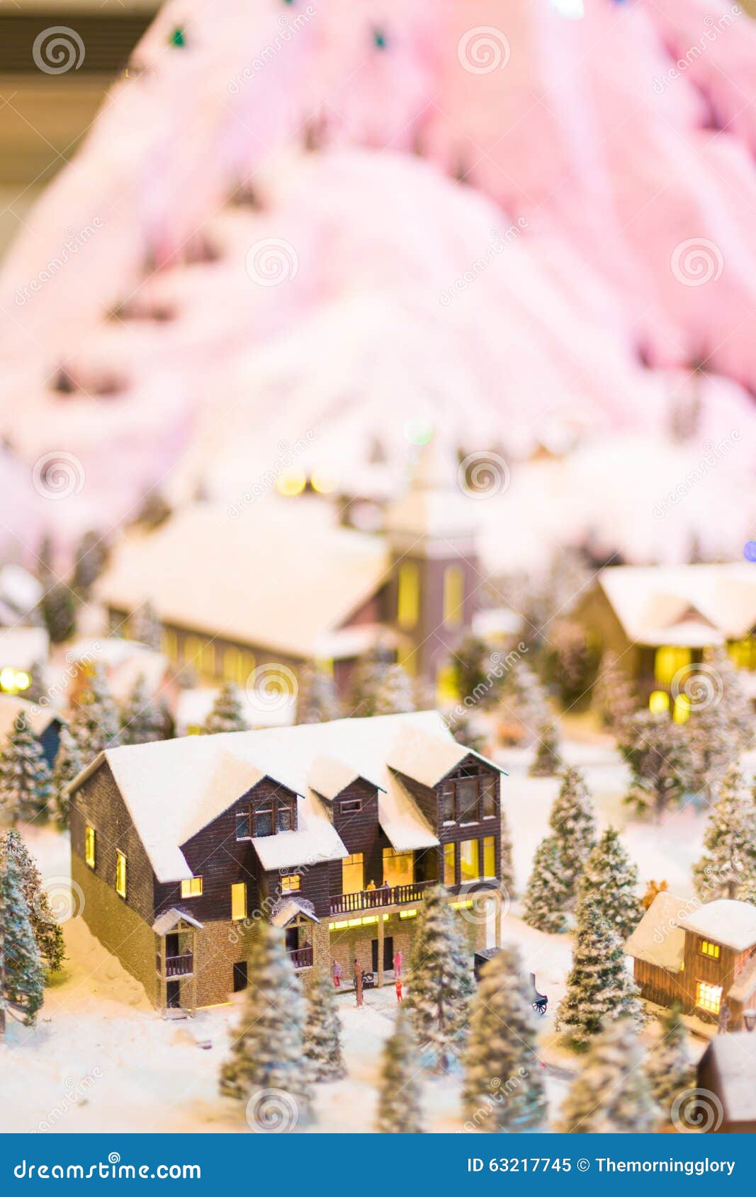 Miniature Of Winter Scene With Christmas Tree Stock Image - Image of ...
