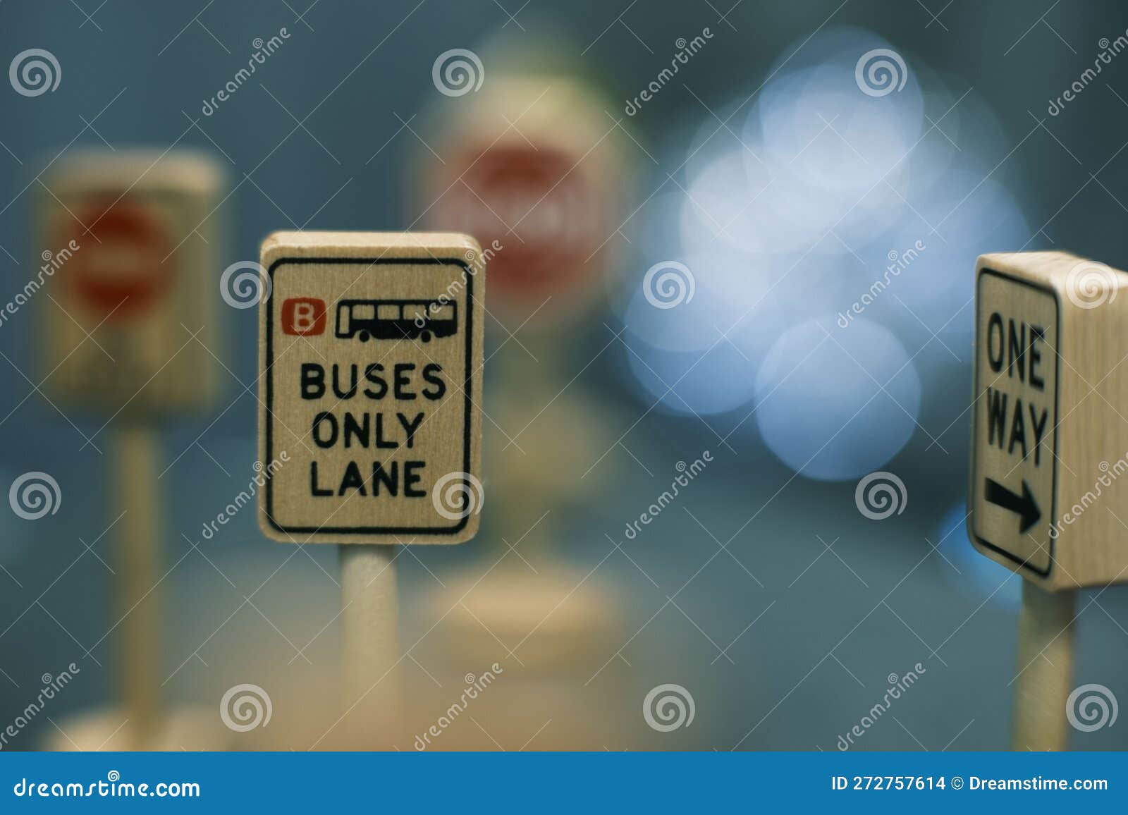 Miniature Wooden Buses only Lane Sign Stock Photo - Image of symbol ...