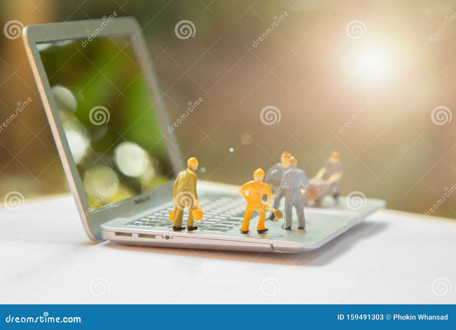 Miniature Worker People or Small Figure Cleaning Computer Maintenance ...