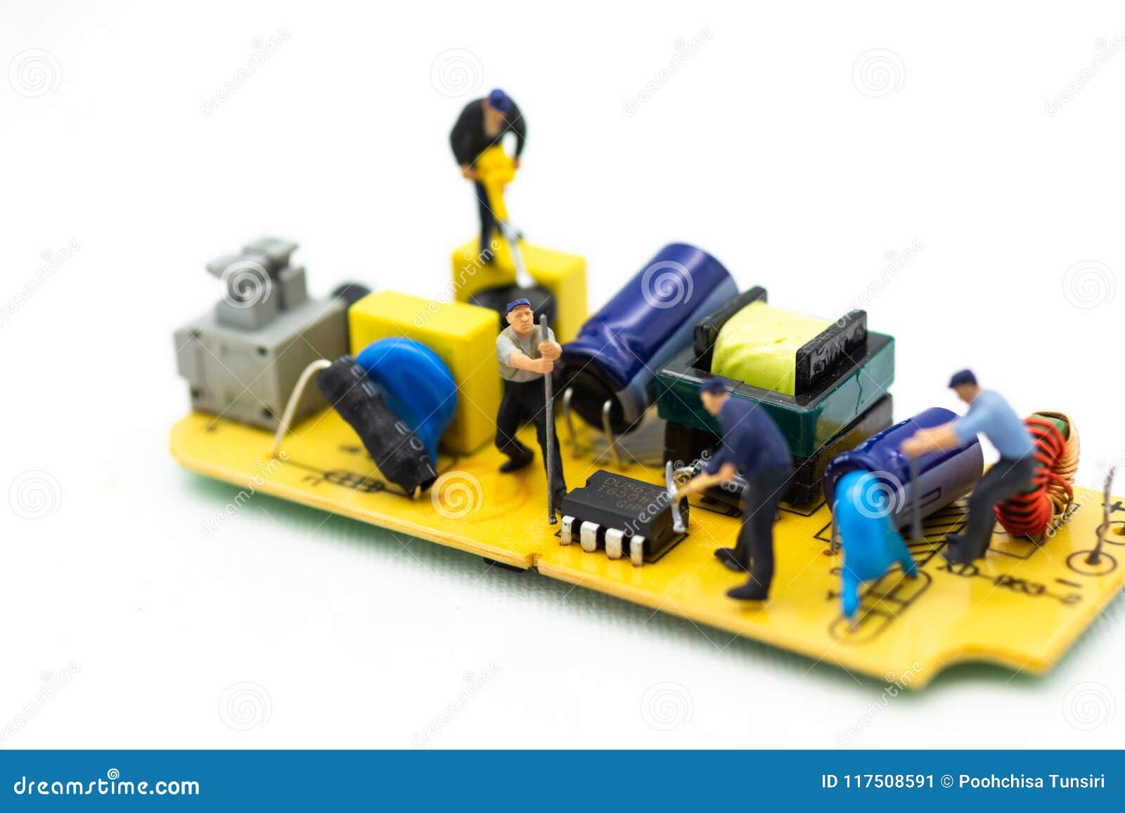 Miniature Worker Repairing Mainboard, Clear Virus Computer and Repair ...