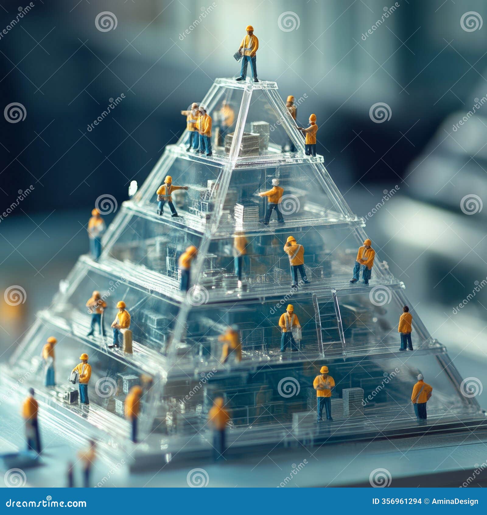 Miniature Workers Engaging in Collaborative Efforts within a Pyramidal ...