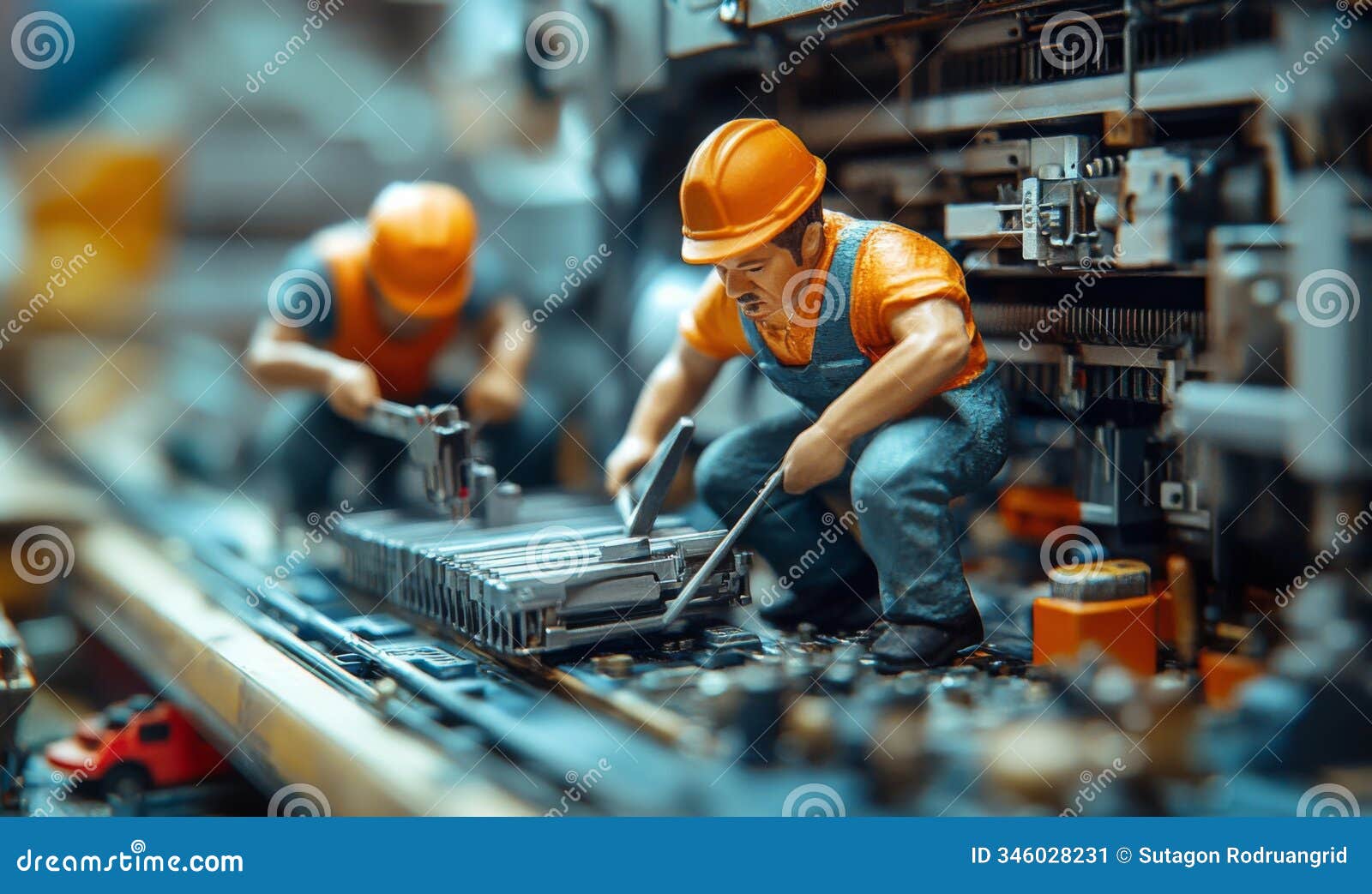 Miniature Workers Fixing a Giant Printer Jam, Crawling Inside the ...