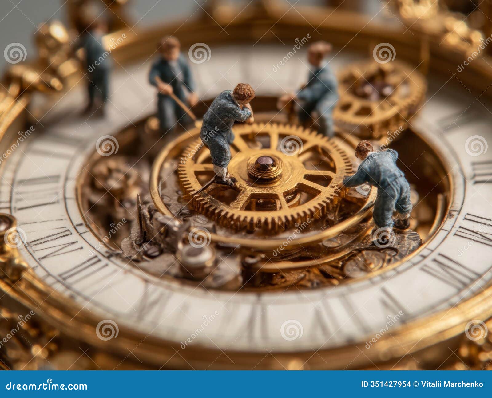 Miniature Workers Fixing Intricate Clockwork Mechanism: Precision ...