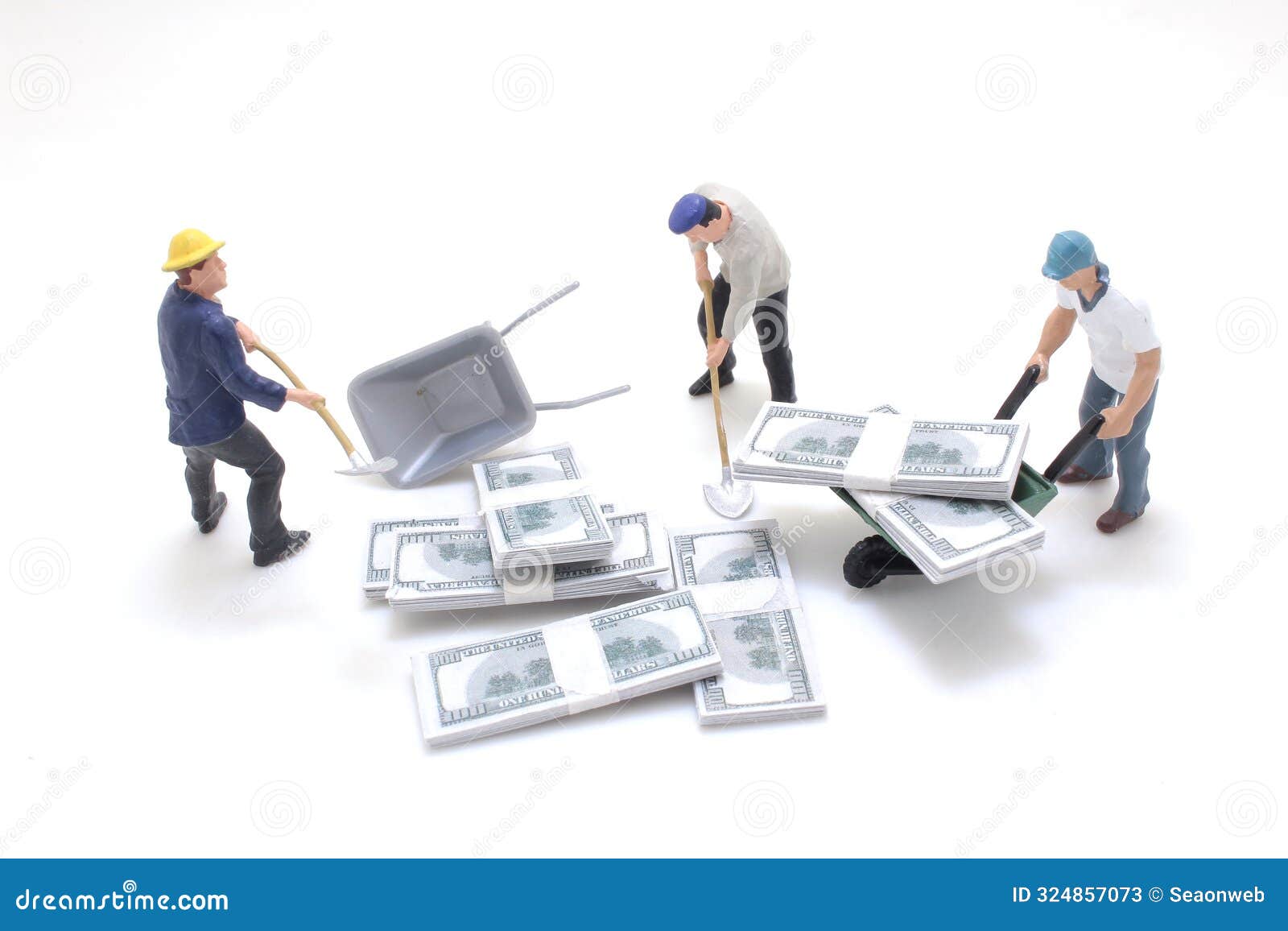 Miniature Workers Moving Banknote Money Saving Concept Stock Image ...