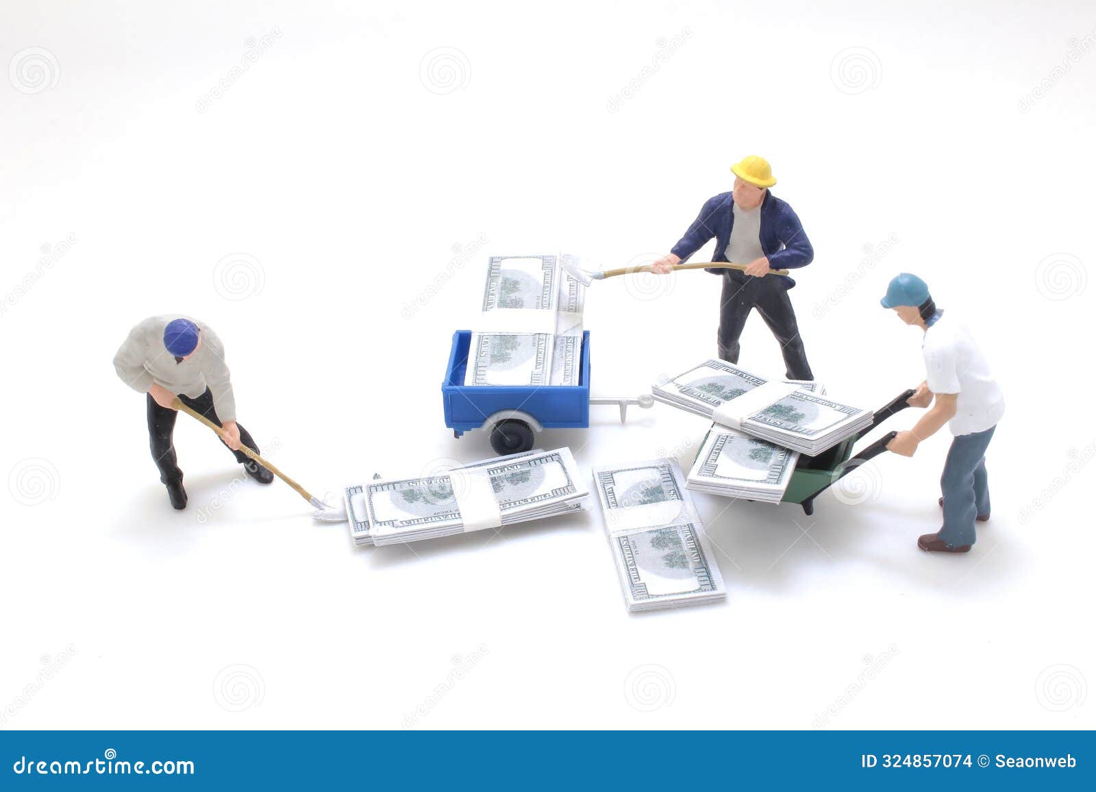 Miniature Workers Moving Banknote Money Saving Concept Stock Photo ...
