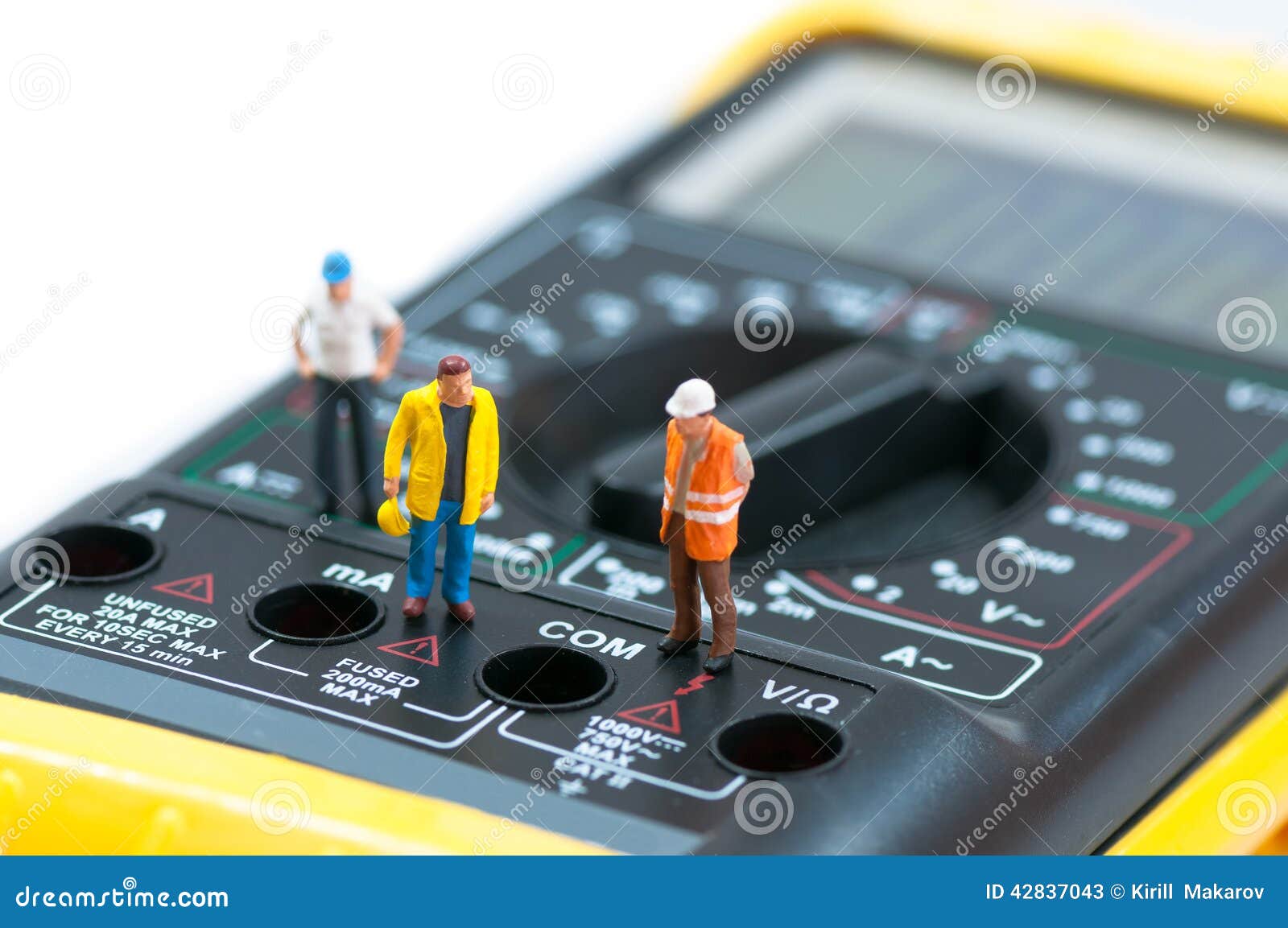 Workers Use Multimeter To Measure The Voltage Of Electrical Wires ...