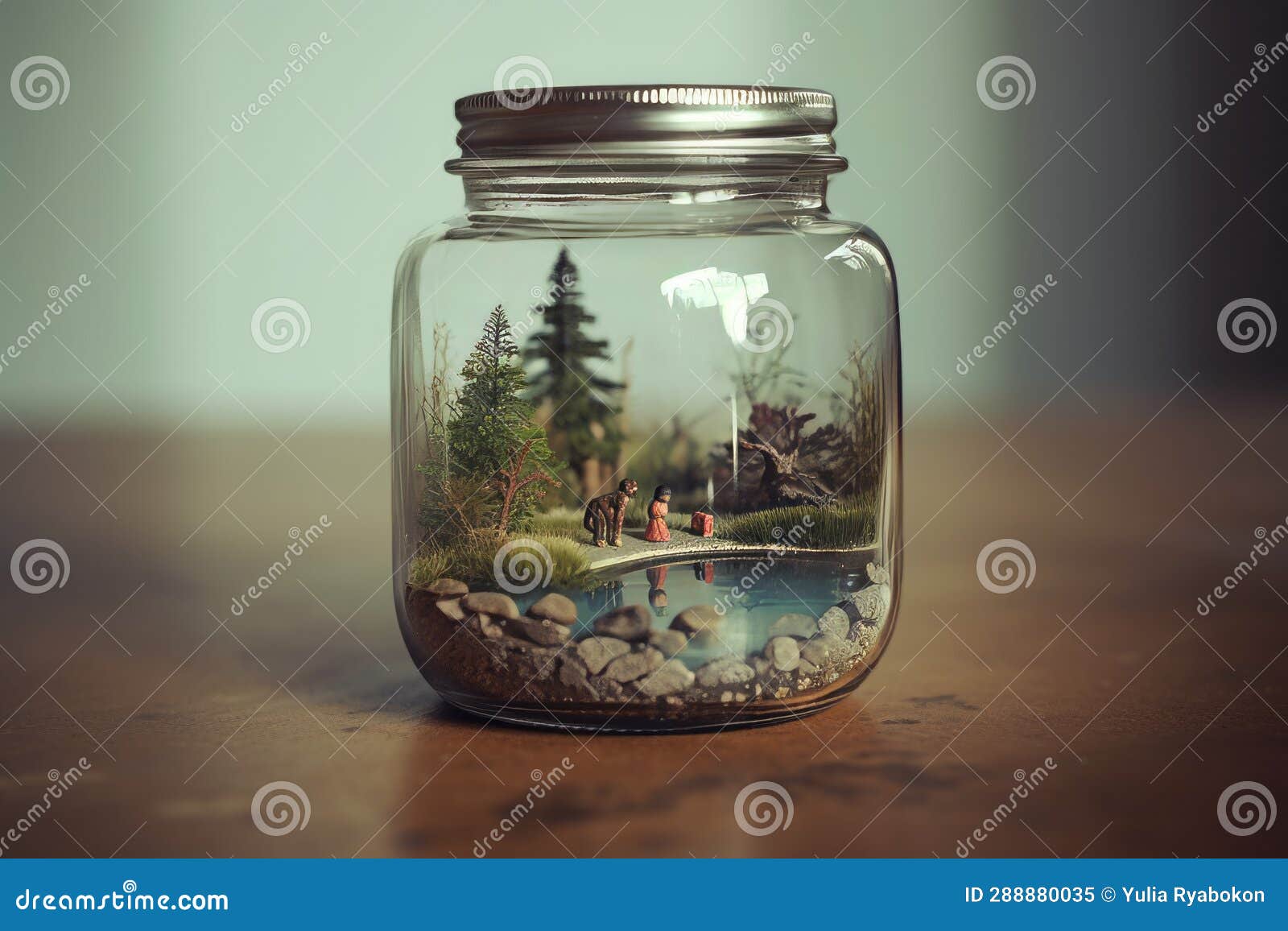 Miniature World Jar Forest. Generate Ai Stock Image - Image of earning ...