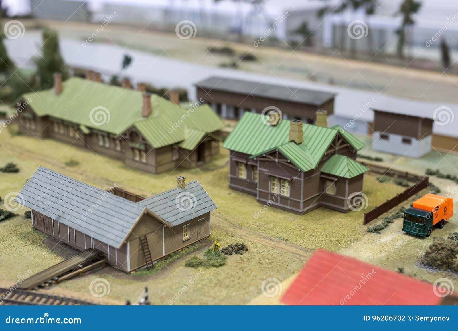 Miniatuur Van Station Model Van Retro Spoorwegpost Stock Foto - Image ...