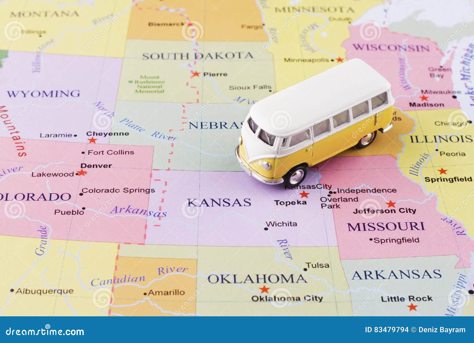 Minibus on map stock photo. Image of ideas, direction - 83479794