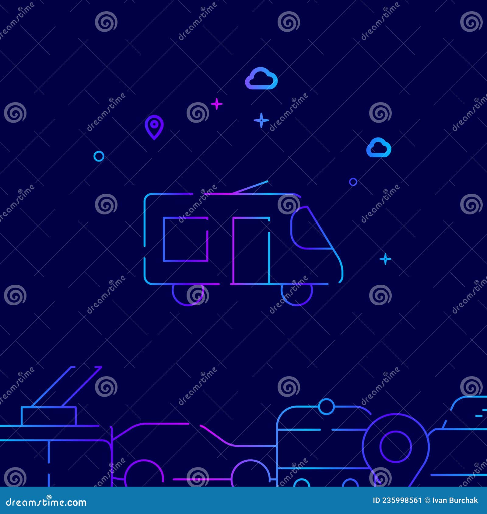 Minibus, Microbus or Shuttle Bus Vector Line Icon, Illustration on a ...